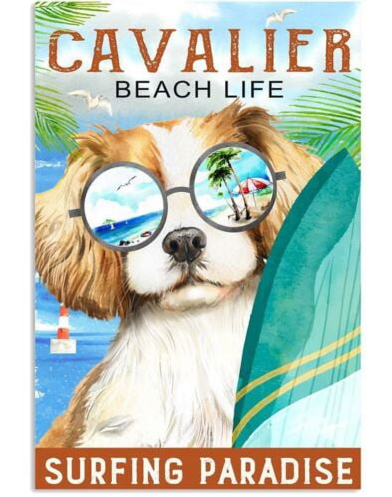 THIYOTA Cavalier Beach Life Vertical Poster Dog Art Print Home ...