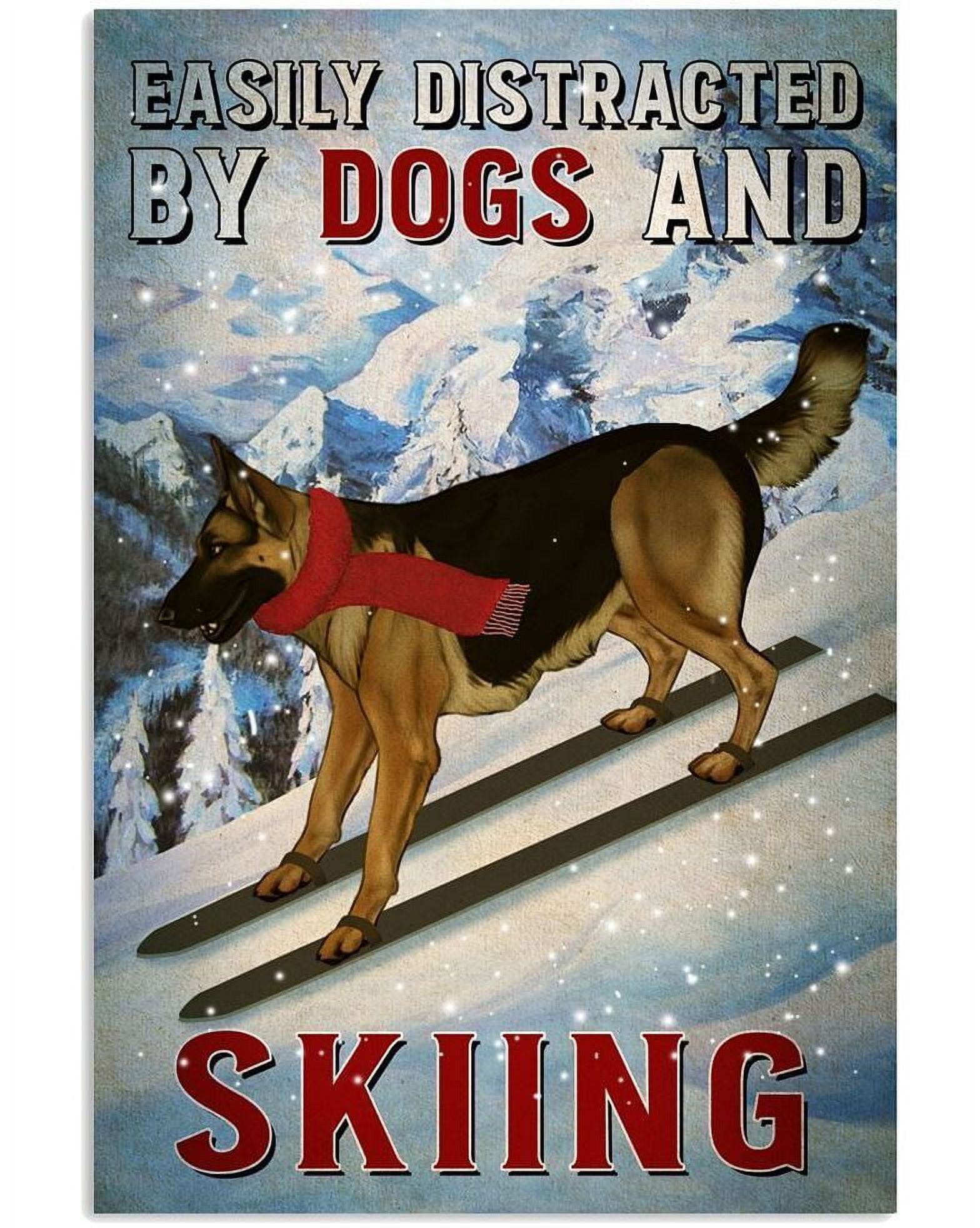 THIYOTA Easily Distracted By German Shepherd And Skiing Vertical Poster For Dog Lovers Puzzle ...