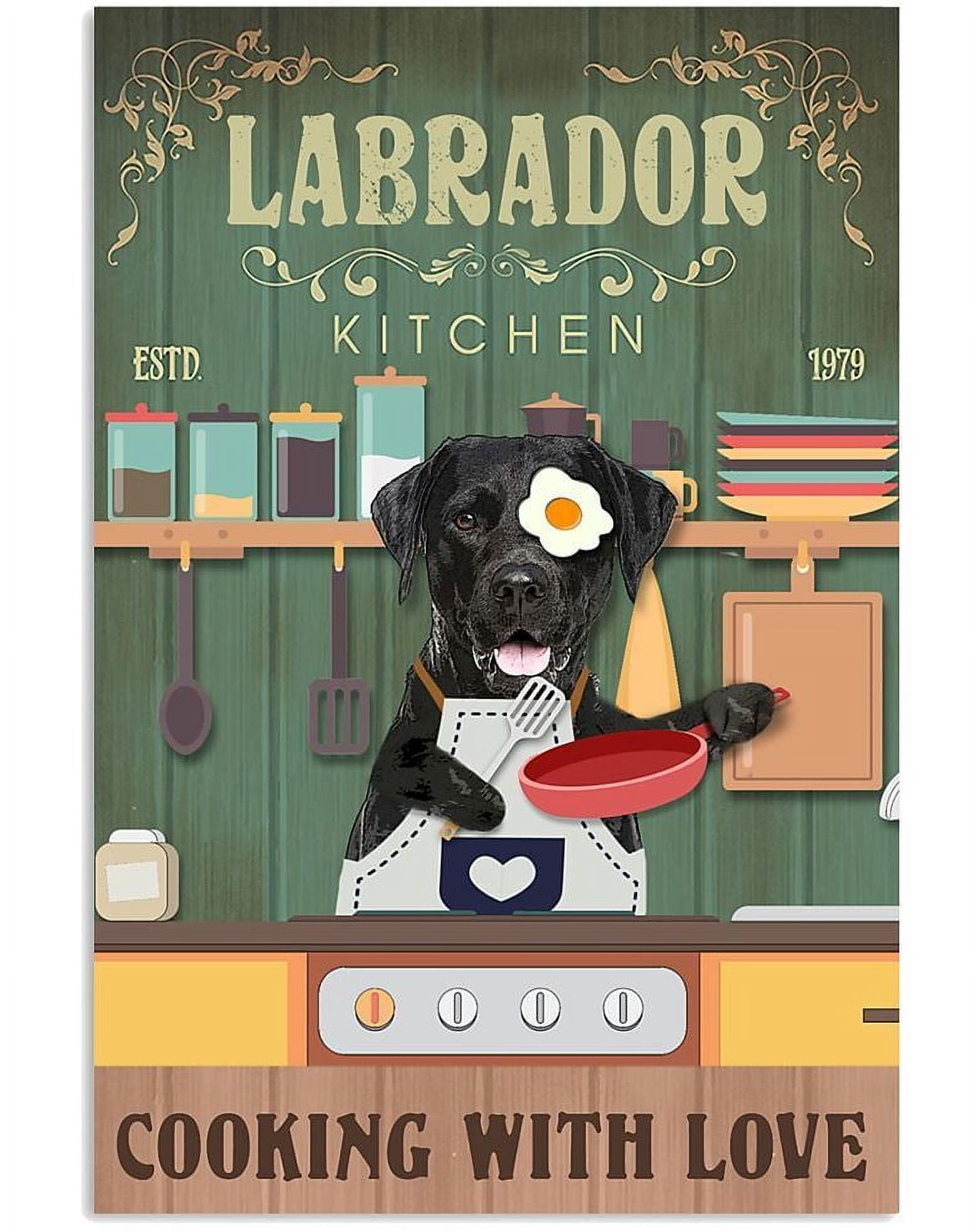 THIYOTA Labrador Retriever Kitchen Cooking With Love Poster Print Gift ...