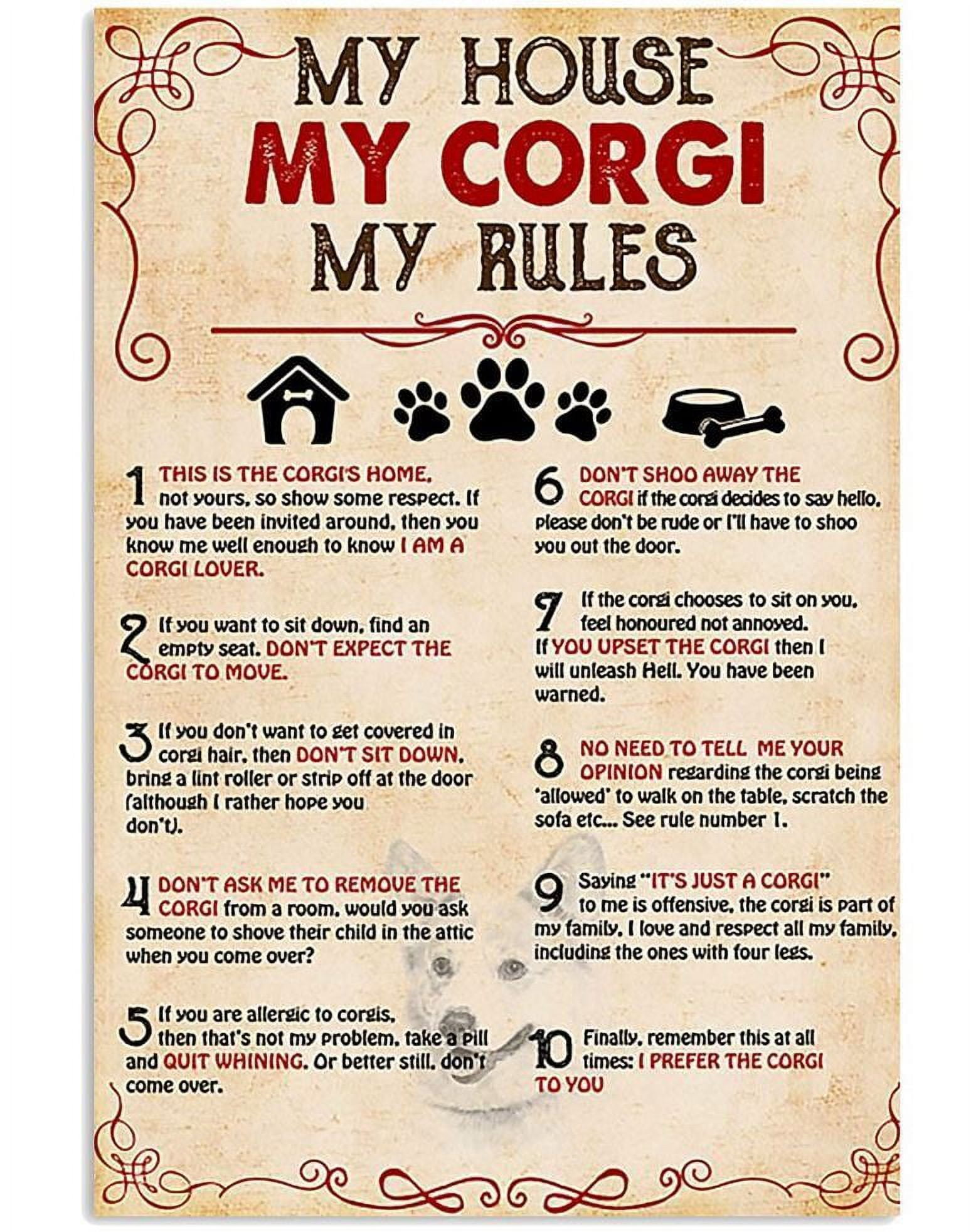 THIYOTA My Corgi My House My Rules Vertical Poster Art Print Gift For ...