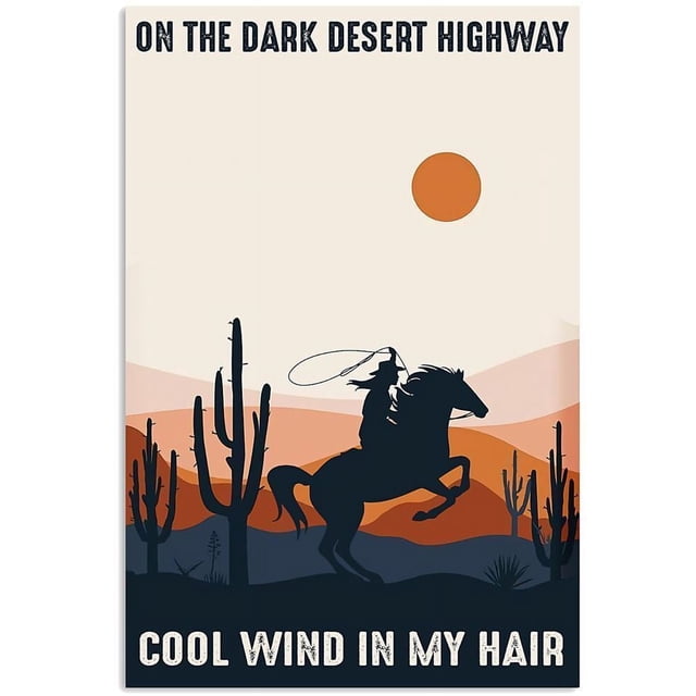THIYOTA On The Dark Desert Highway Cool Wind In My Hair Cowgirl Poster ...