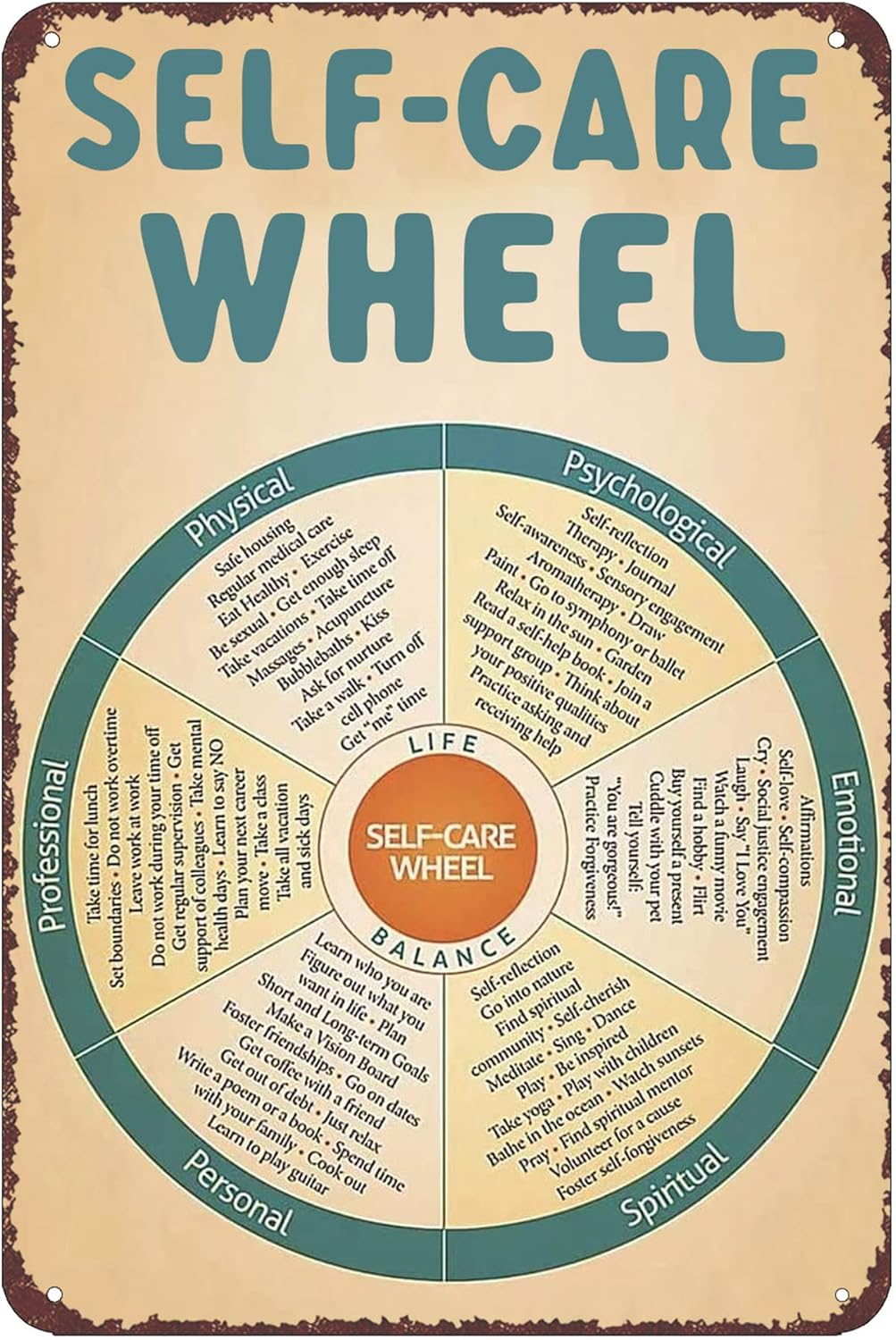 THIYOTA Puzzles 300 PCS Self-care Wheel Rustic Self Care Art, Self ...
