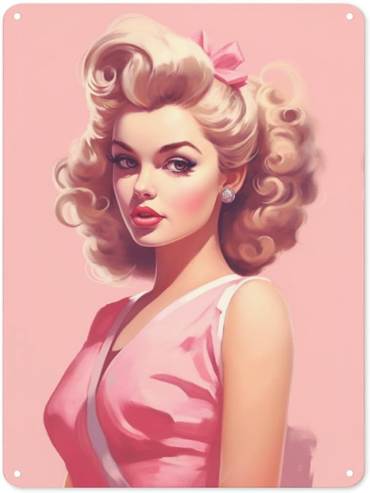 THIYOTA Puzzles 300 PCS Stylish Pink Pinup Girl Pinup Art Rectangular ...