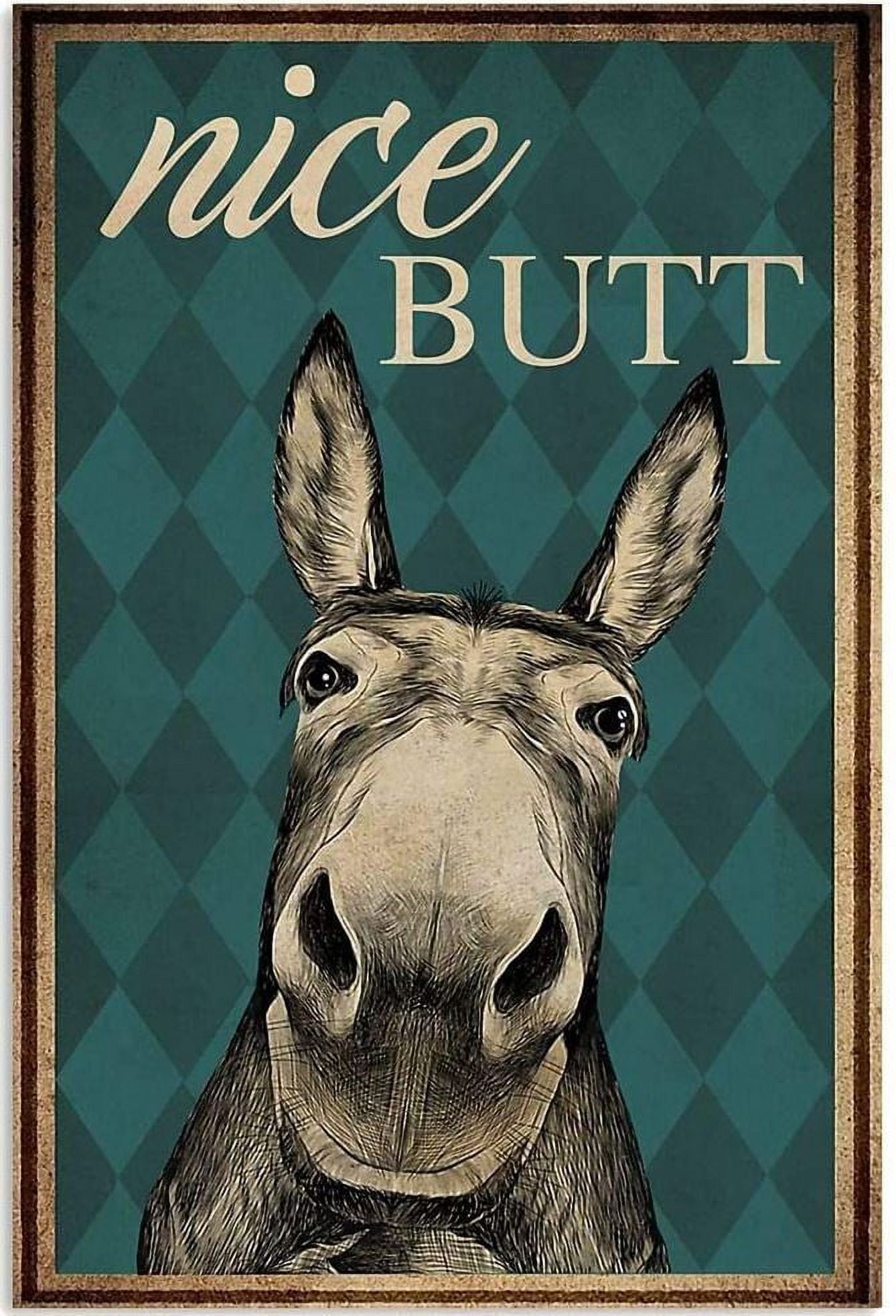 THIYOTA Vintage Nice Butt Donkey Poster Donkey Funny Vintage Retro Art ...