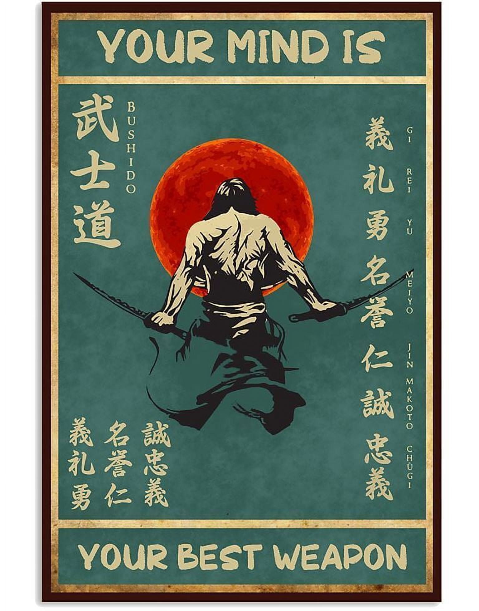 THIYOTA Your Mind Is Your Best Weapon Samurai Poster Vintage Retro Art ...