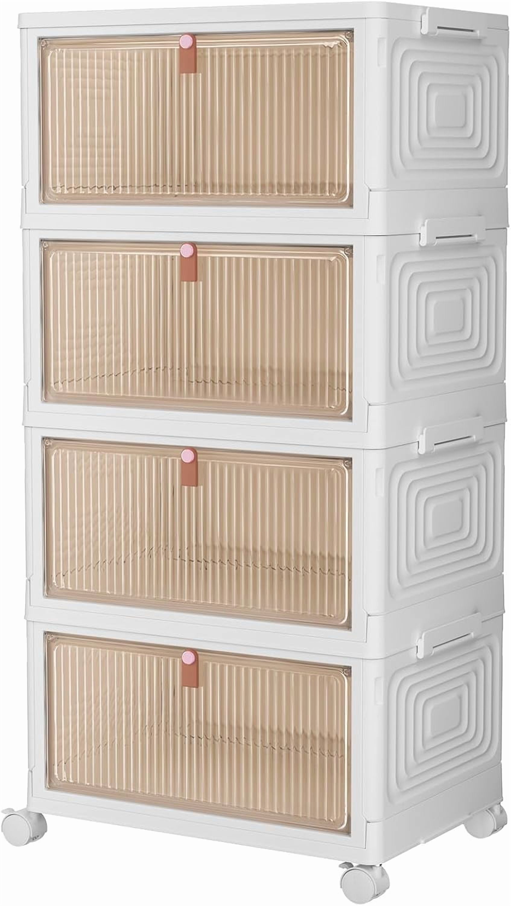 THIZEN 4 Tier Plastic Storage Bins and Boxes Organizer - 36Qt Stackable ...