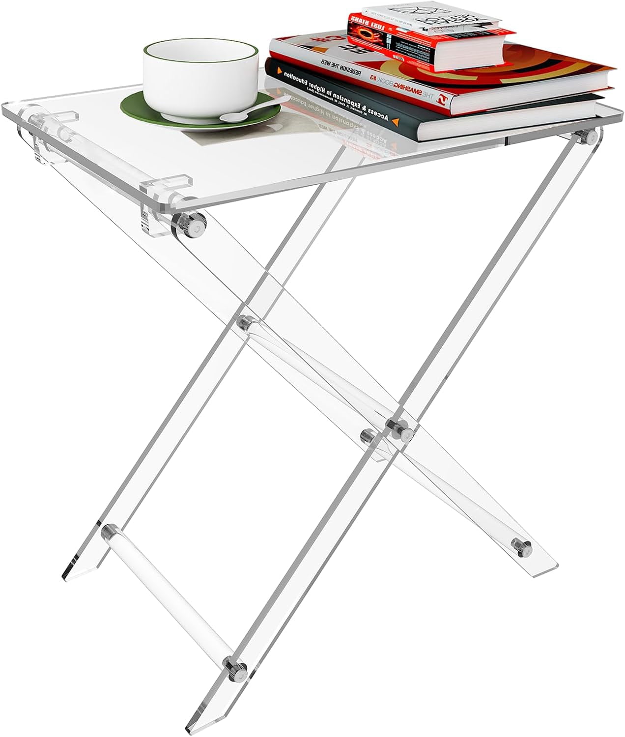 THIZEN Acrylic Folding TV Tray Table - 23" High Acrylic Table, Foldable ...