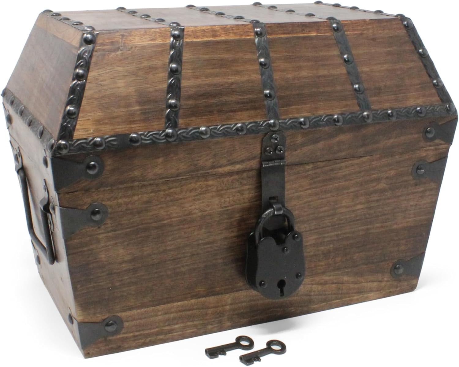 THIZEN Angular Pirate Treasure Chest Made of Solid Wood with Decorative ...