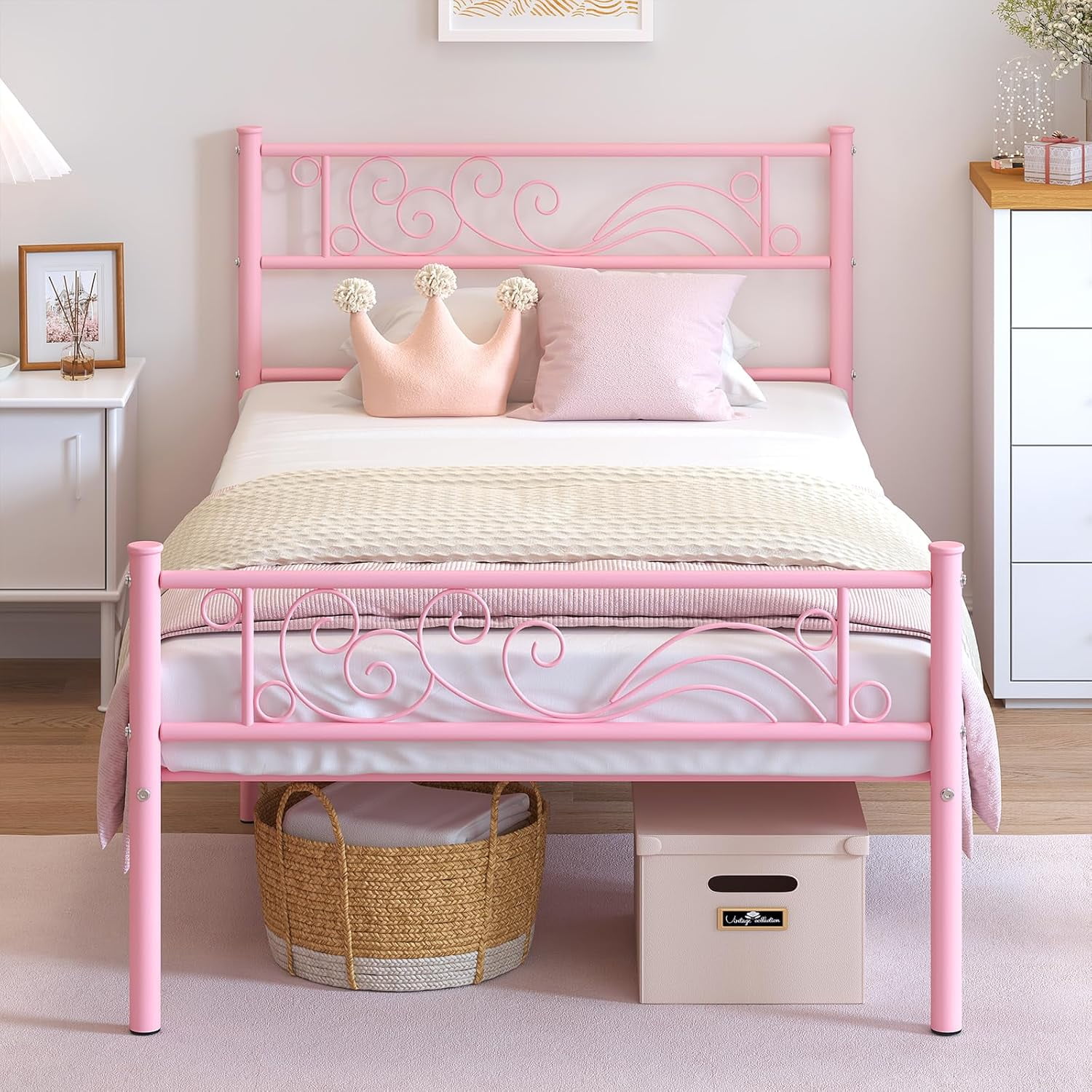 THIZEN Twin Bed Frames Metal Platform Heavy Duty Steel Slat Under Bed ...