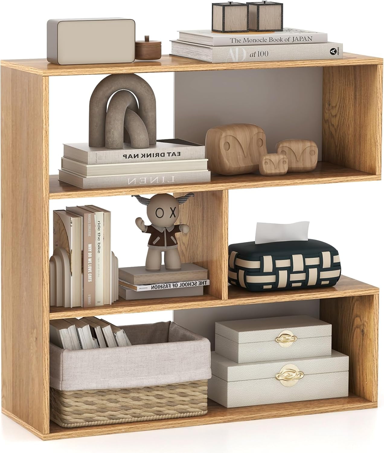 THJTDH 3 Cubes Bookcase, Irregular Open Bookcase, Freestanding ...