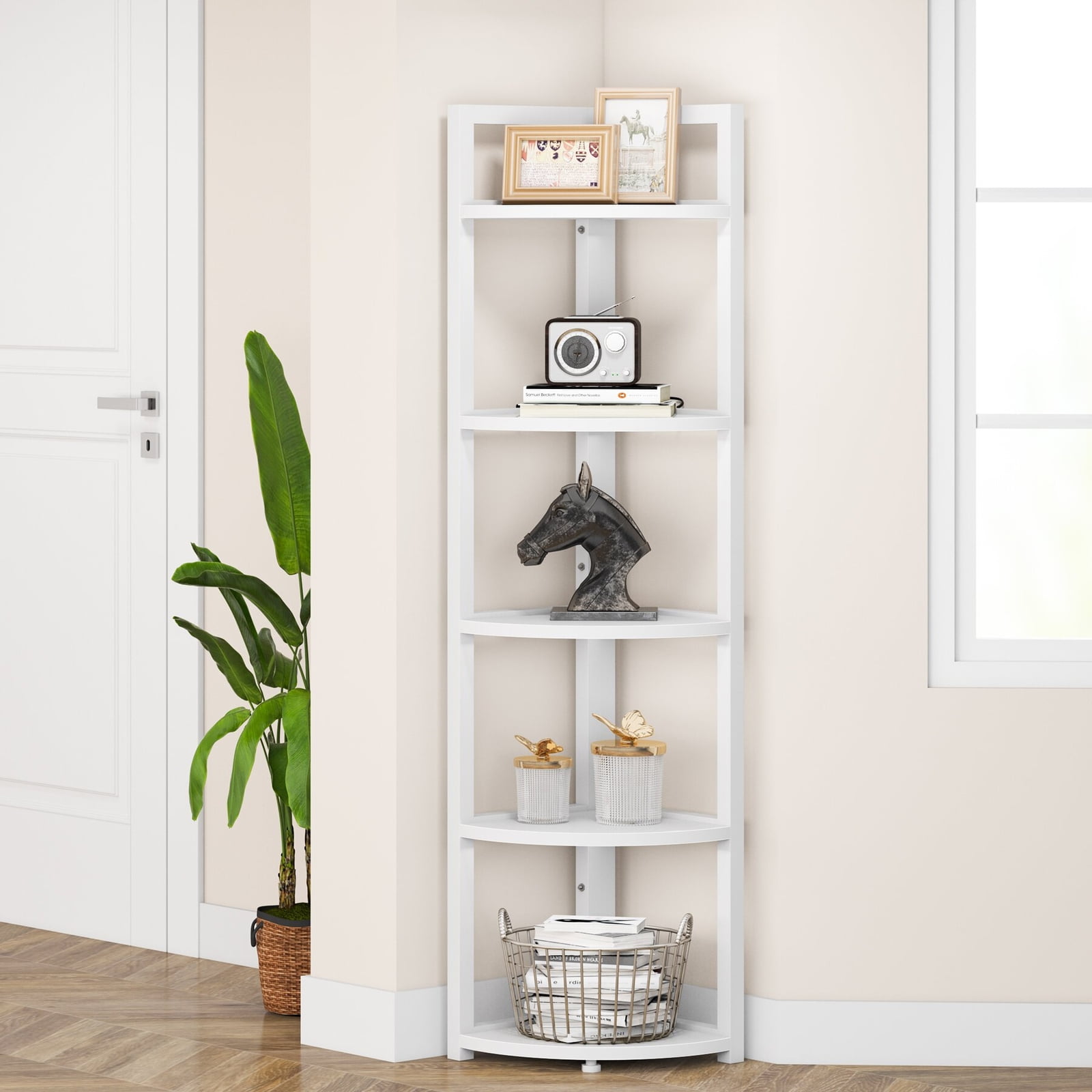 THJTDH 5-Tier Corner Shelf, Stainless Steel Frame with Thick Board ...