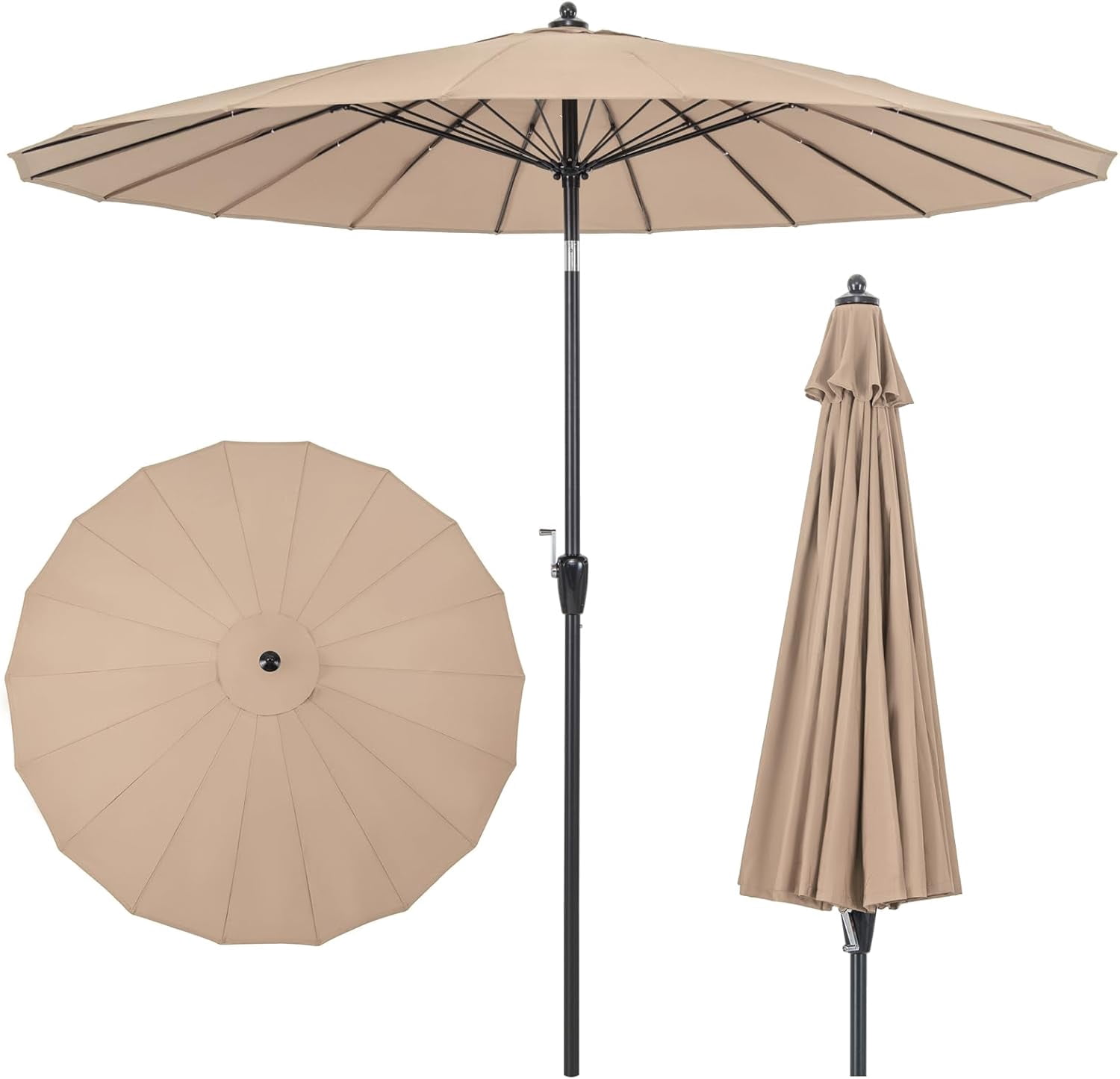 THJTDH 9FT Round Patio Umbrella Outdoor Market Umbrella with Push ...
