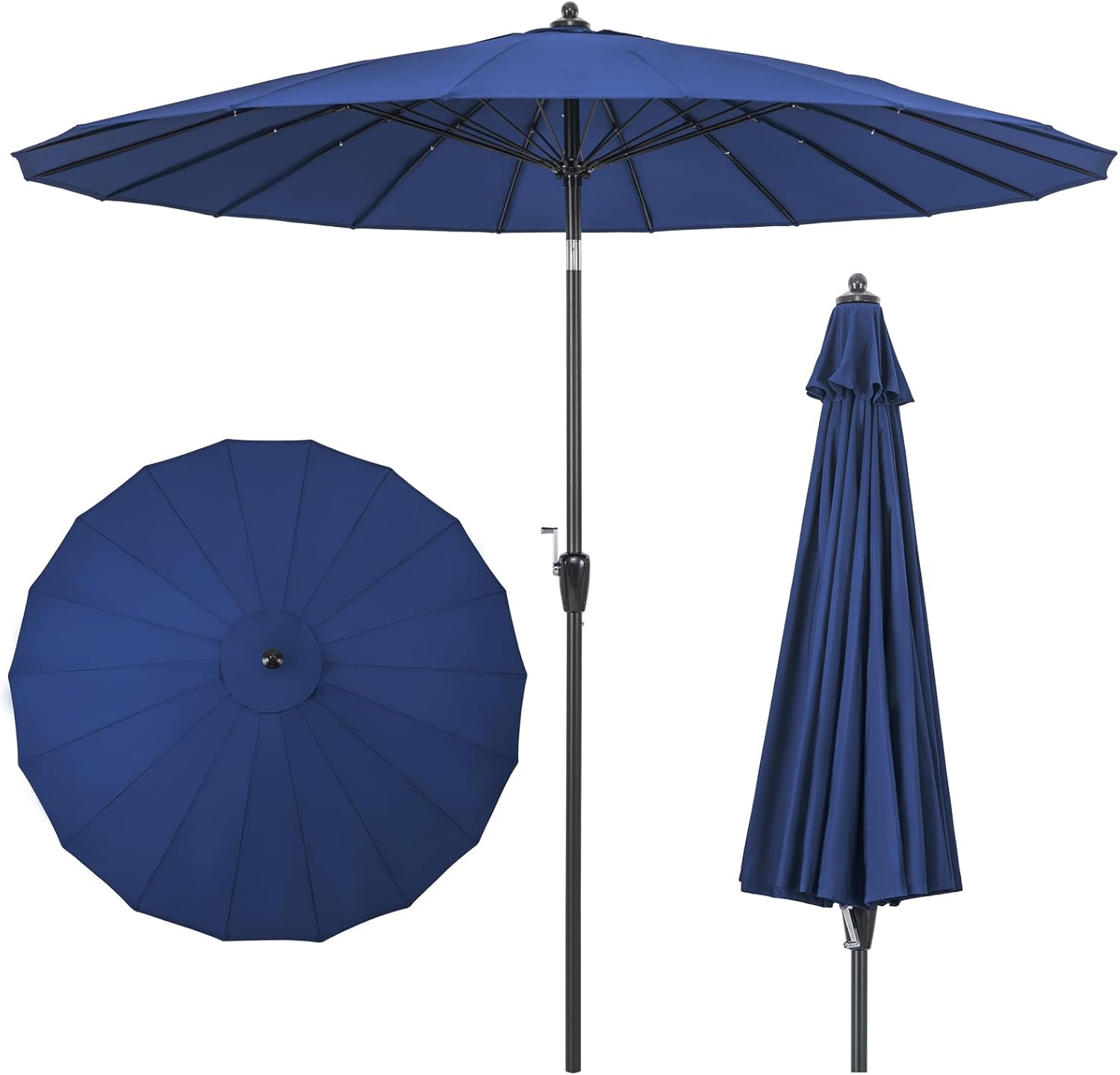 THJTDH 9FT Round Patio Umbrella Outdoor Market Umbrella with Push ...
