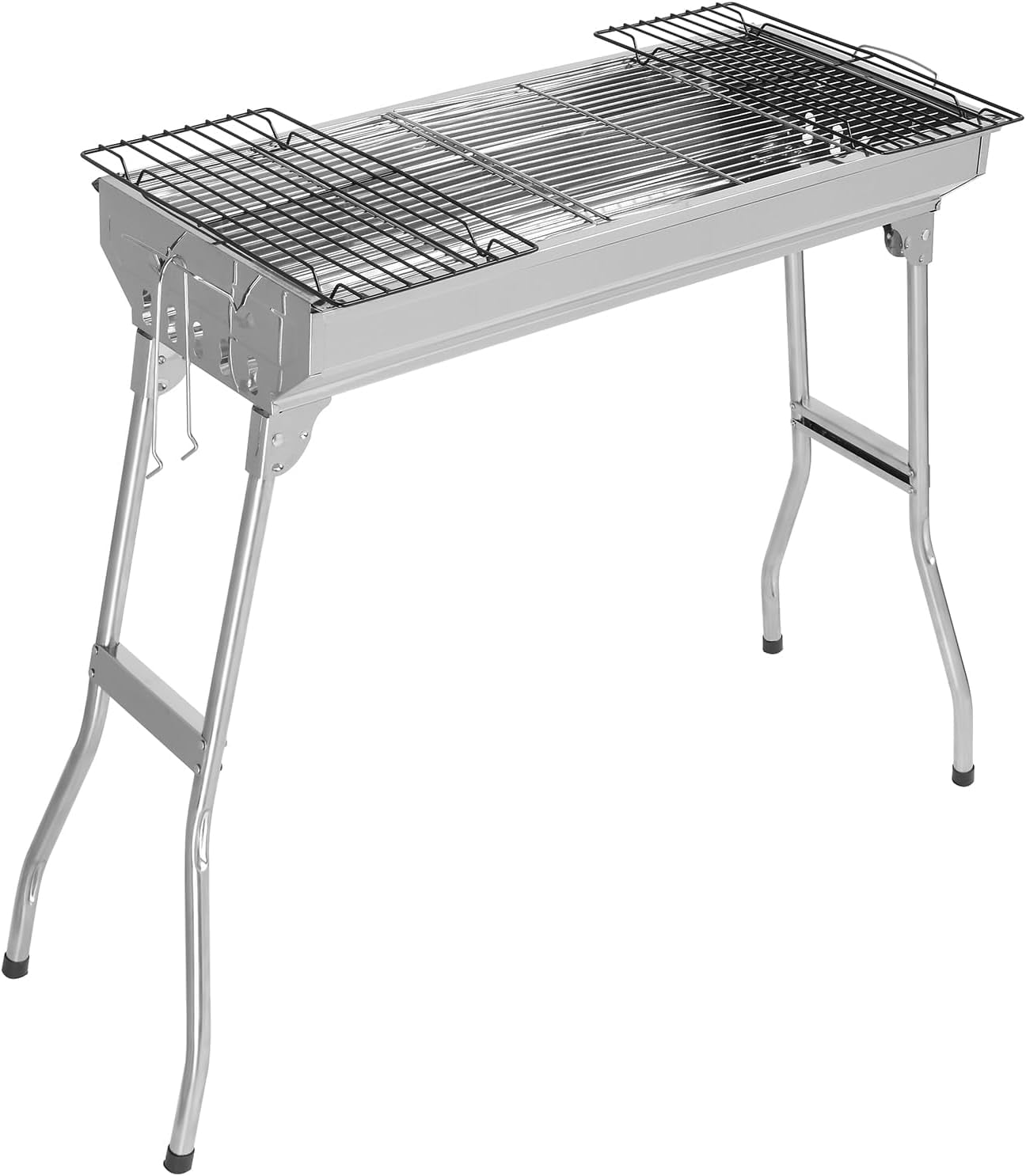 THJTDH BBQ Charcoal Standing Grill, Stainless Steel Metal Outdoor ...