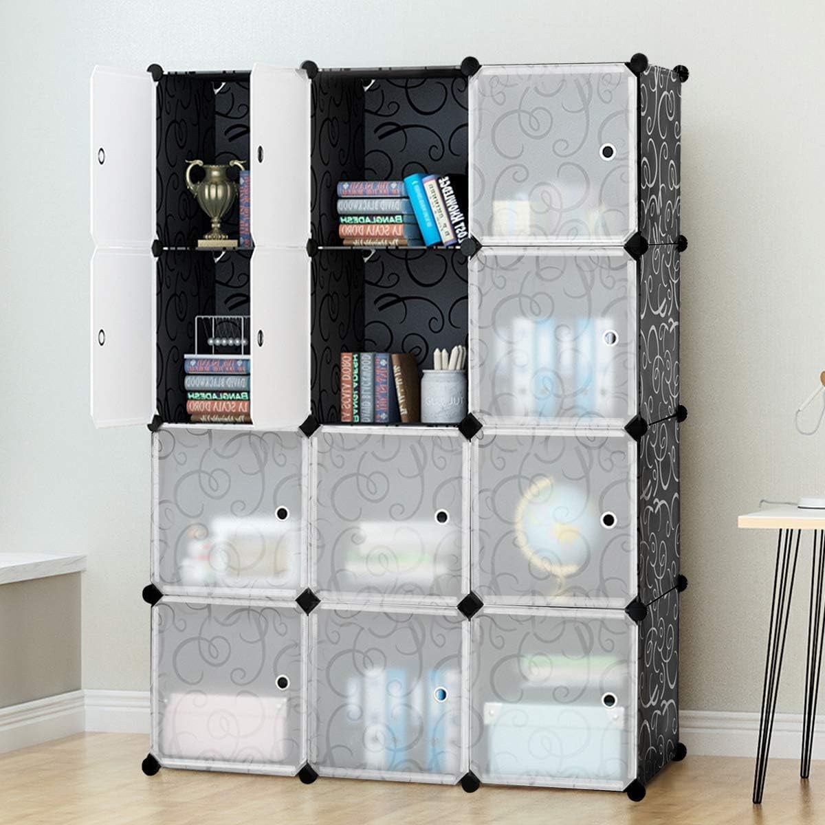 THJTDH DIY Storage Cubes, Portable Clothes Closet Wardrobe Cabinet ...