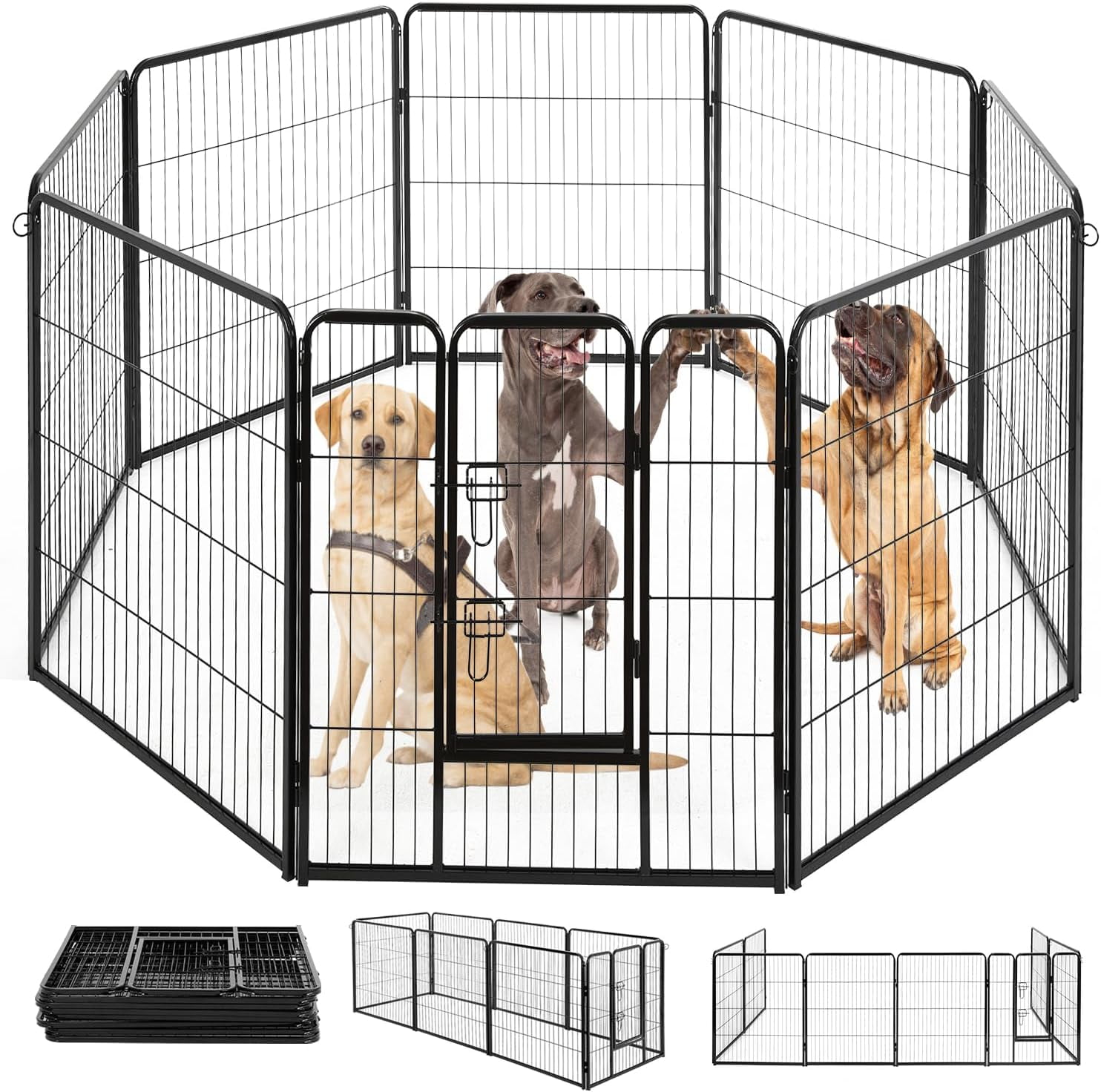 THJTDH Playpen Indoor 40 inch 8 Panels Metal Dog Pen Pet Dog Fence ...