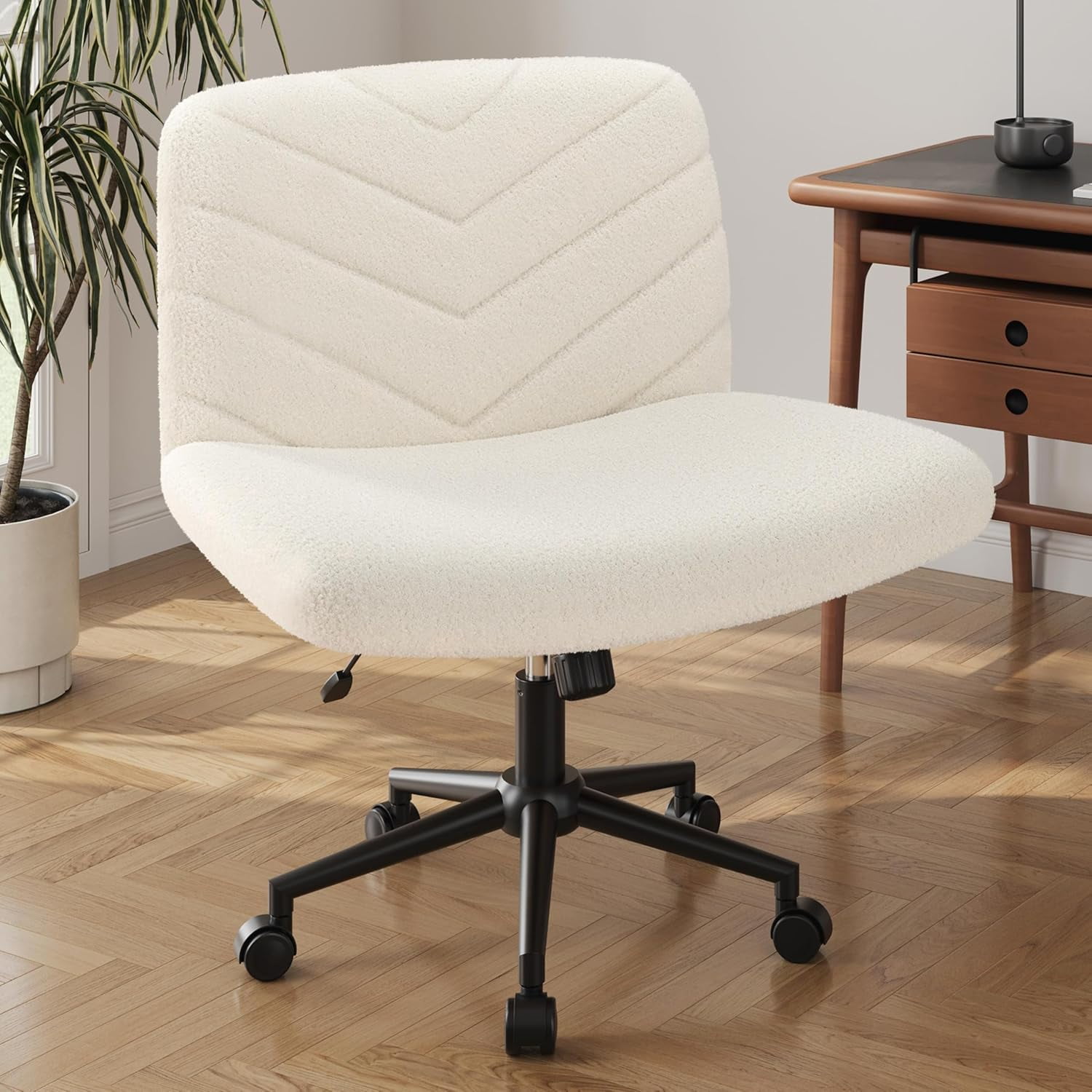 THJTDH Wide Criss Cross Chair with Wheels, Comfy Armless Cross Legged ...