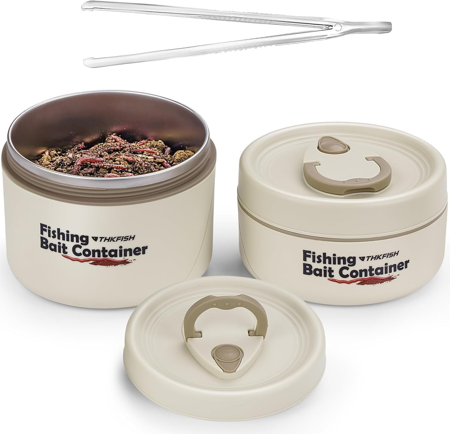 THKFISH Fishing Bait Container, Stainless Steel Insulated Live Bait ...