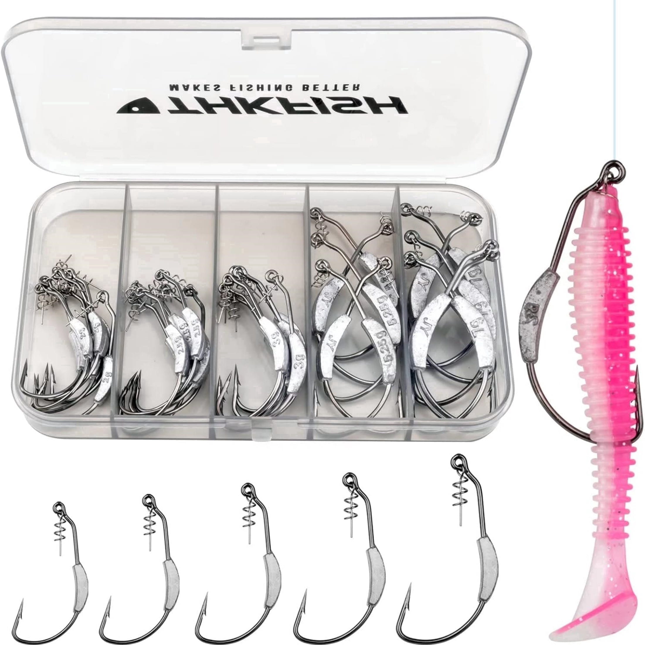 THKFISH Fishing Hooks Twist-Lock Hooks weedless Weighted Hooks Swimbait ...