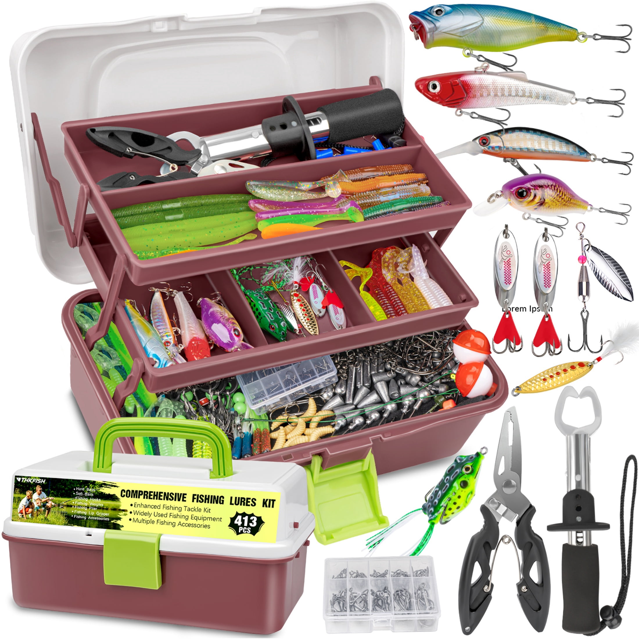 THKFISH Fishing Lures Kit, Bass Fishing Gear Kit for Freshwater Tackle ...
