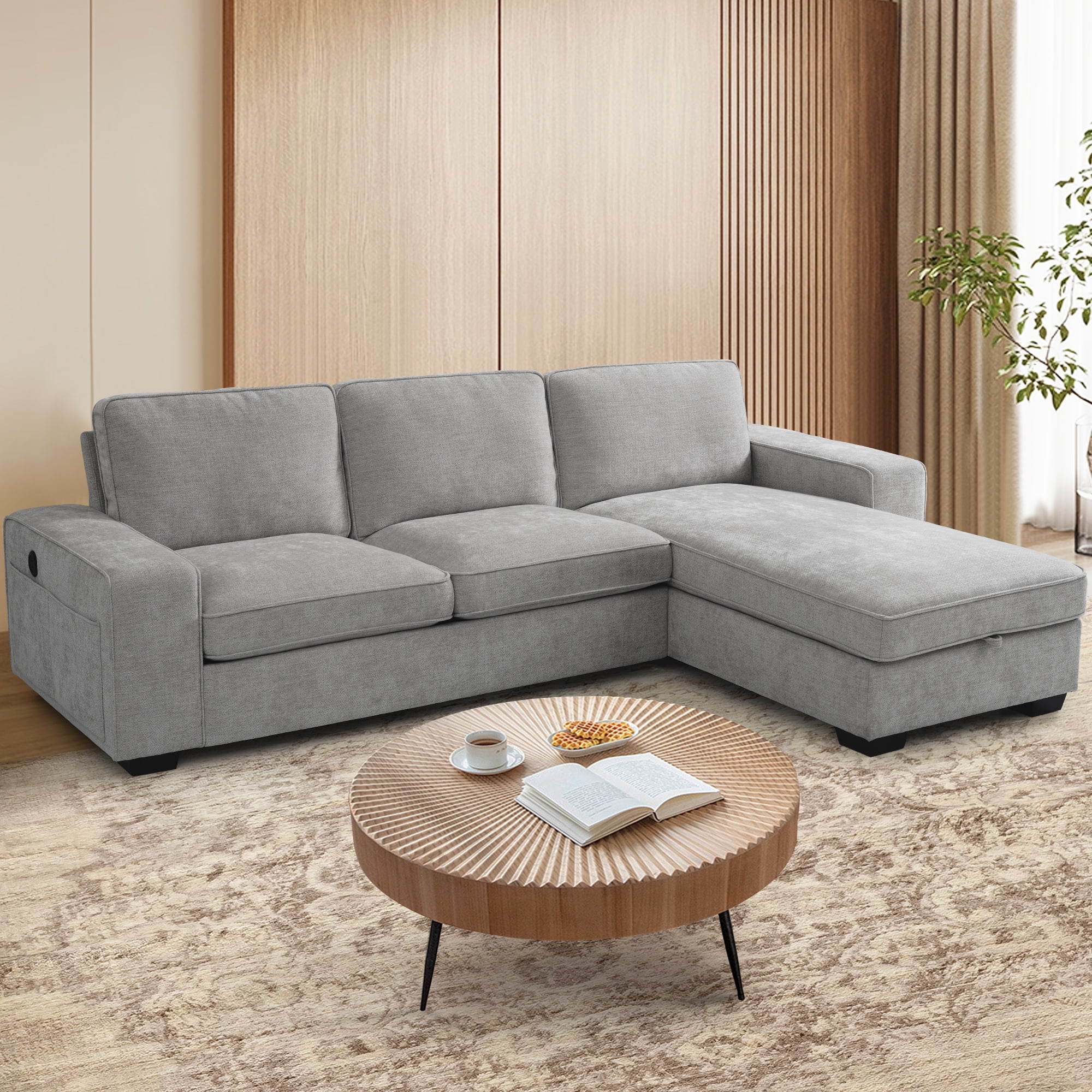 THLAND 99" Convertible Sectional Sofa Couches for Living Room, Modern 3 ...