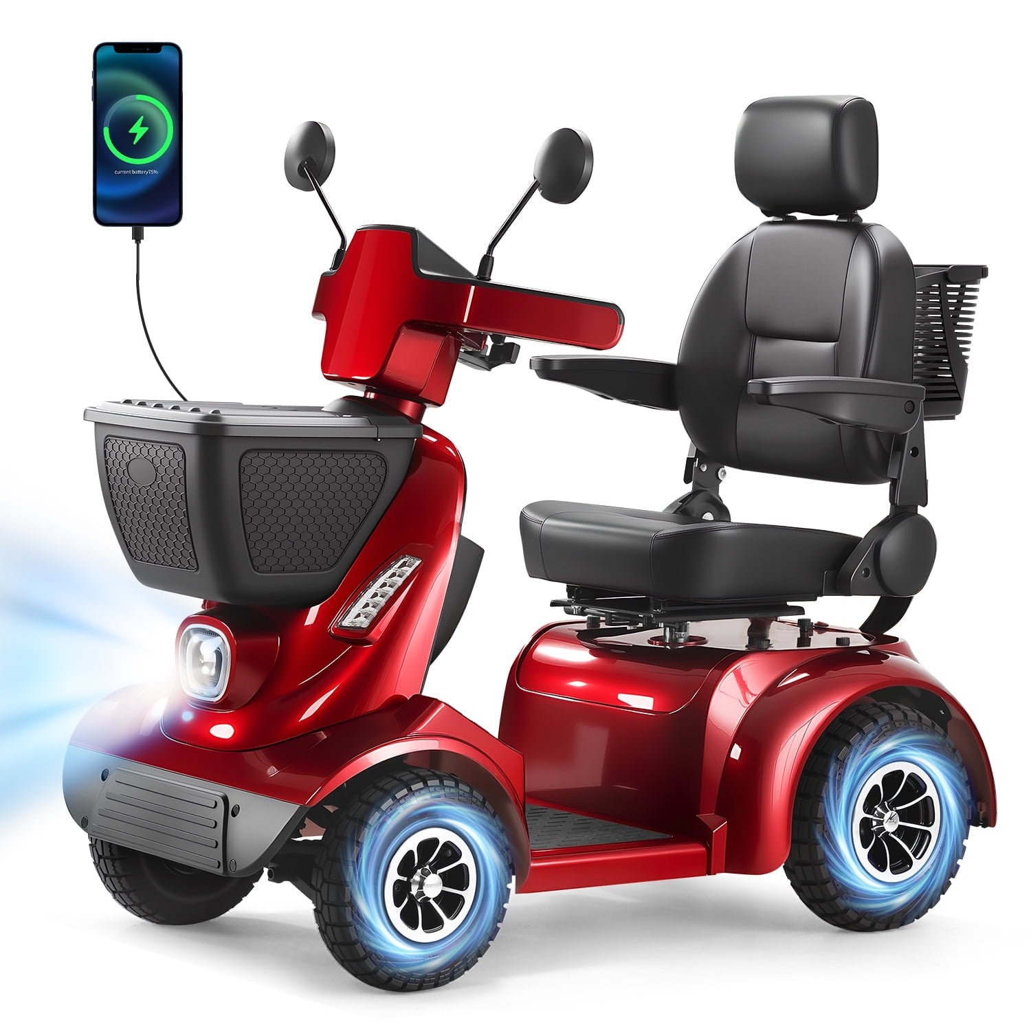 THLAND Heavy Duty 4 Wheel Mobility Scooter for Seniors & Adults, 500 ...