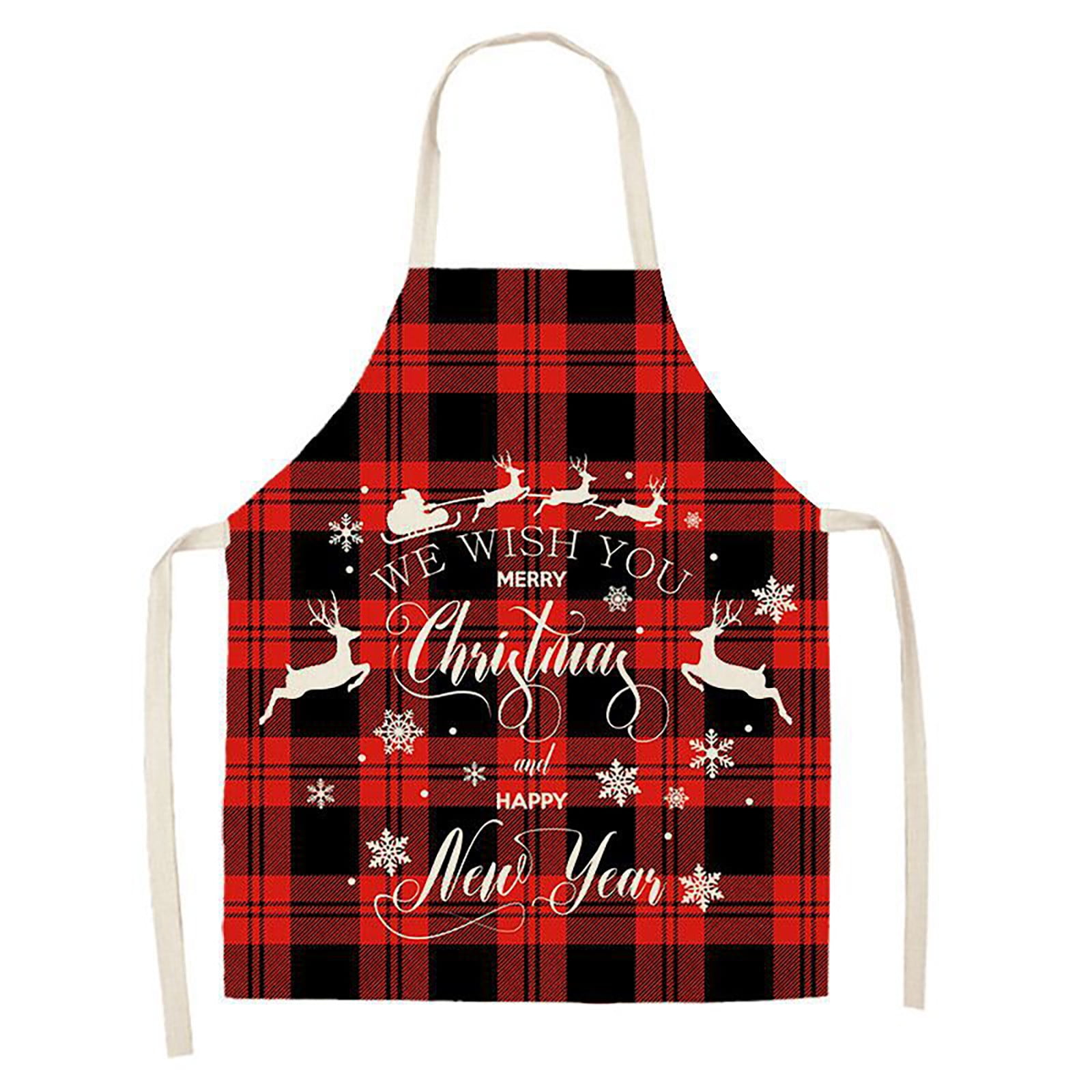 THLKIF Christmas Aprons for Men Women, Plaid Aprons Adjustable Plaid ...