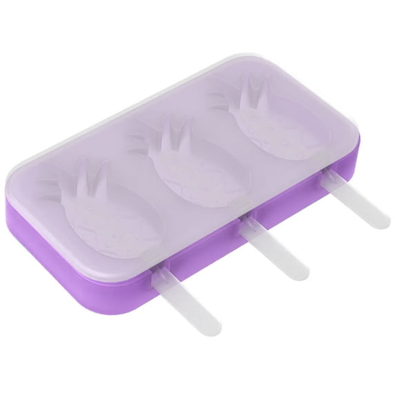 THLKIF Food‑Grade 3‑Cavity Pineapple‑Shaped Silicone Popsicle Mold with ...