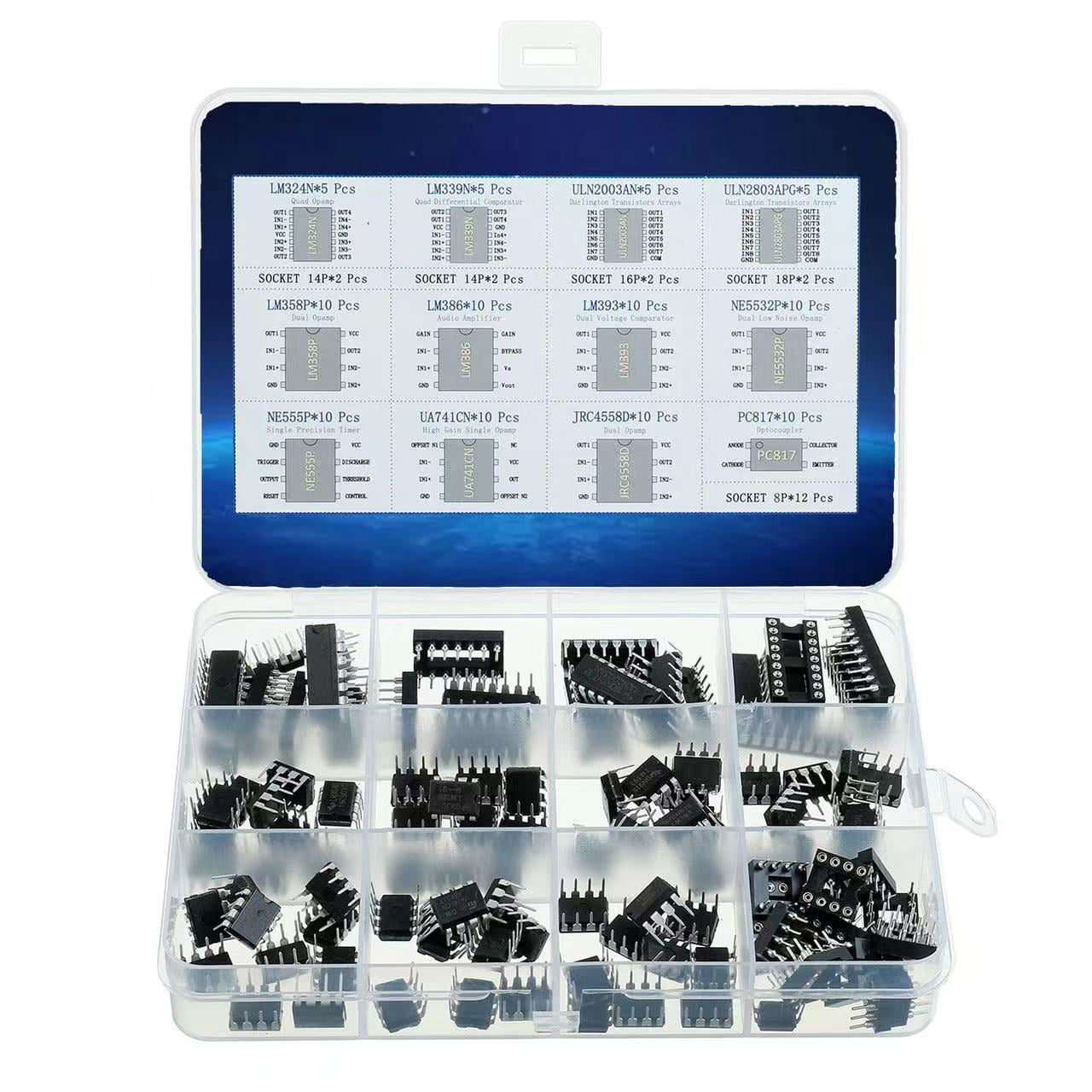 THONZER 12 Values 120 Pcs Opamp Timer Darlington Phototcoupler LM324 ...