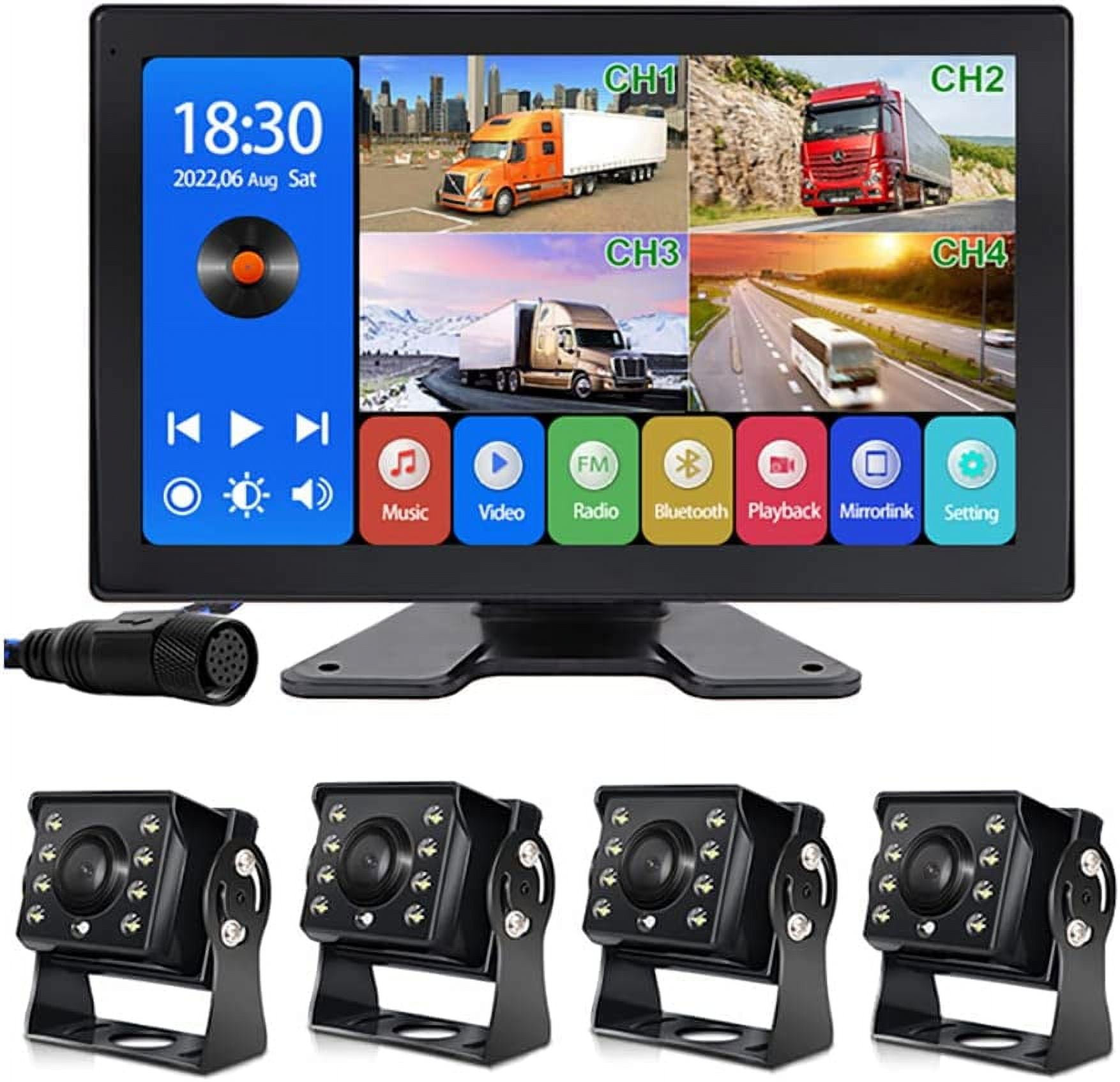 THONZER 4K Car Backup Cameras System with 10.1" Touch Screen Quad ...