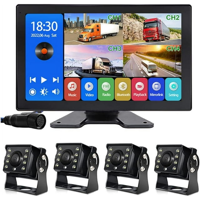 THONZER 4K Car Backup Cameras System with 10.1" Touch Screen Quad ...