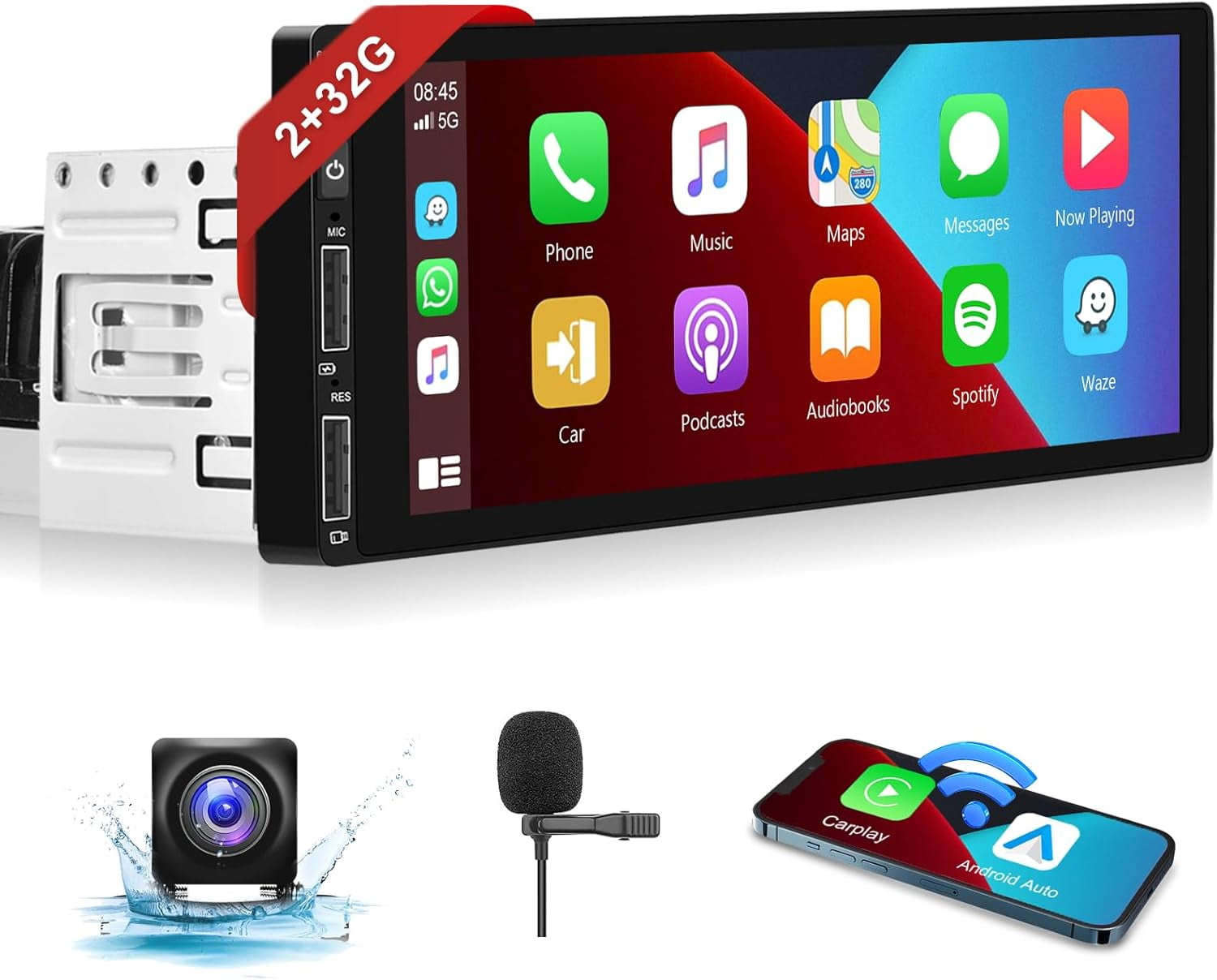 THONZER 6.86" Android HD Touch Screen Car Stereo Single Din, 2+32GB ...