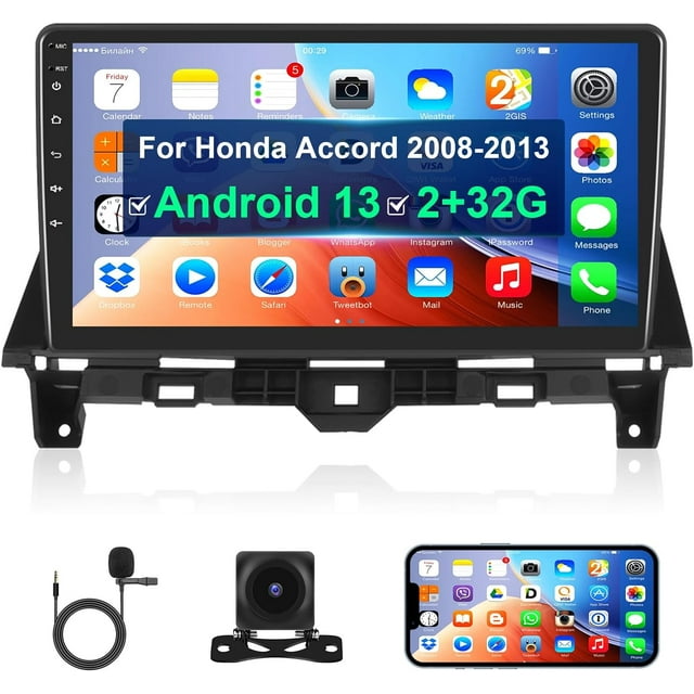 THONZER Android 11 Car Stereo for Honda Accord 8th 2008-2013 Radio with Wireless Carplay, 10.1 ...