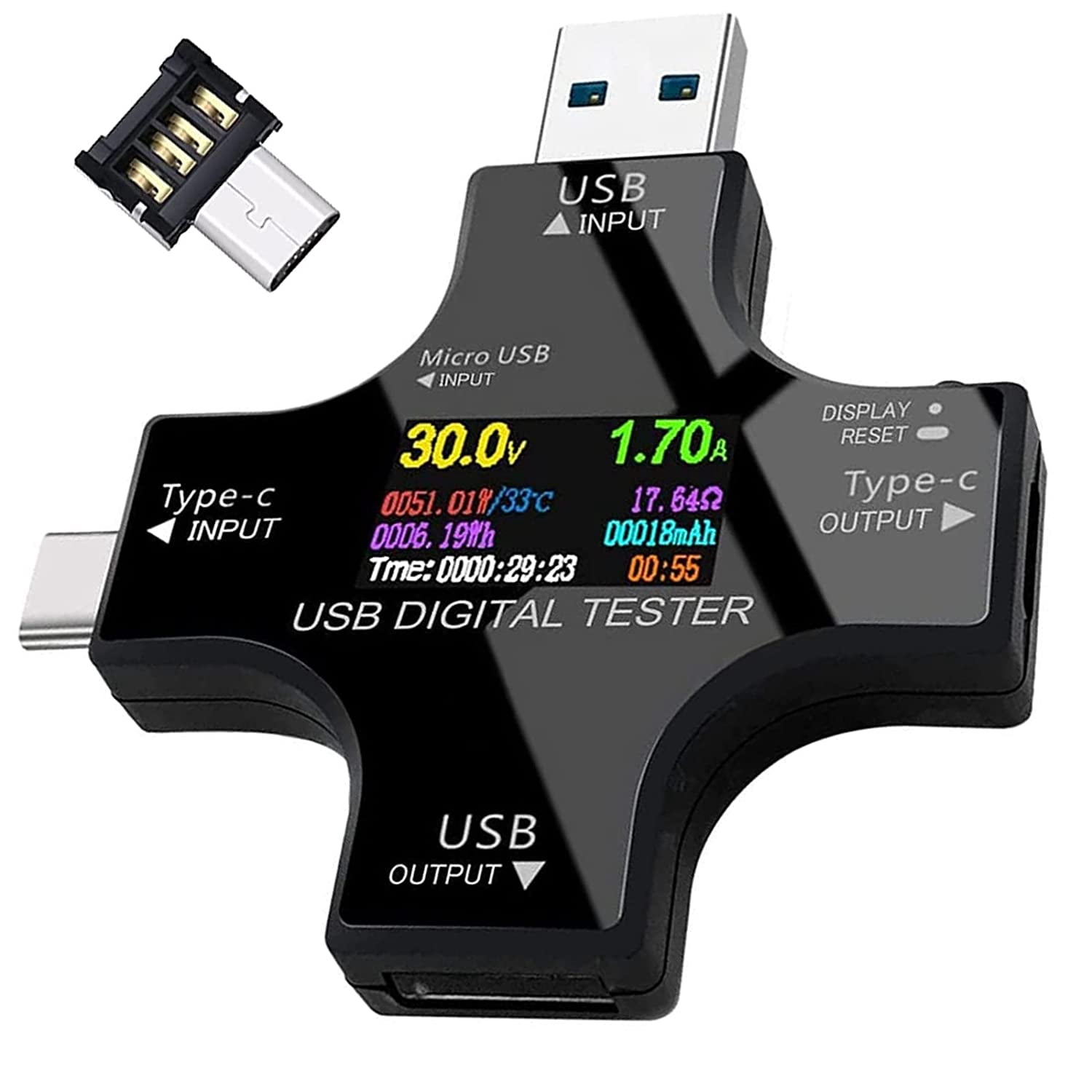 THONZER Digital Multimeter 2 in 1 USB C Tester LCD Color Display ...