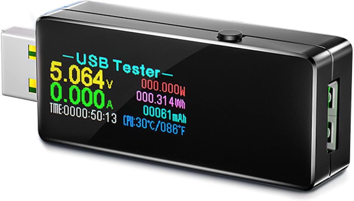 THONZER USB 3.0 Tester, Eversame IPS Color Display Digital Multimeter ...