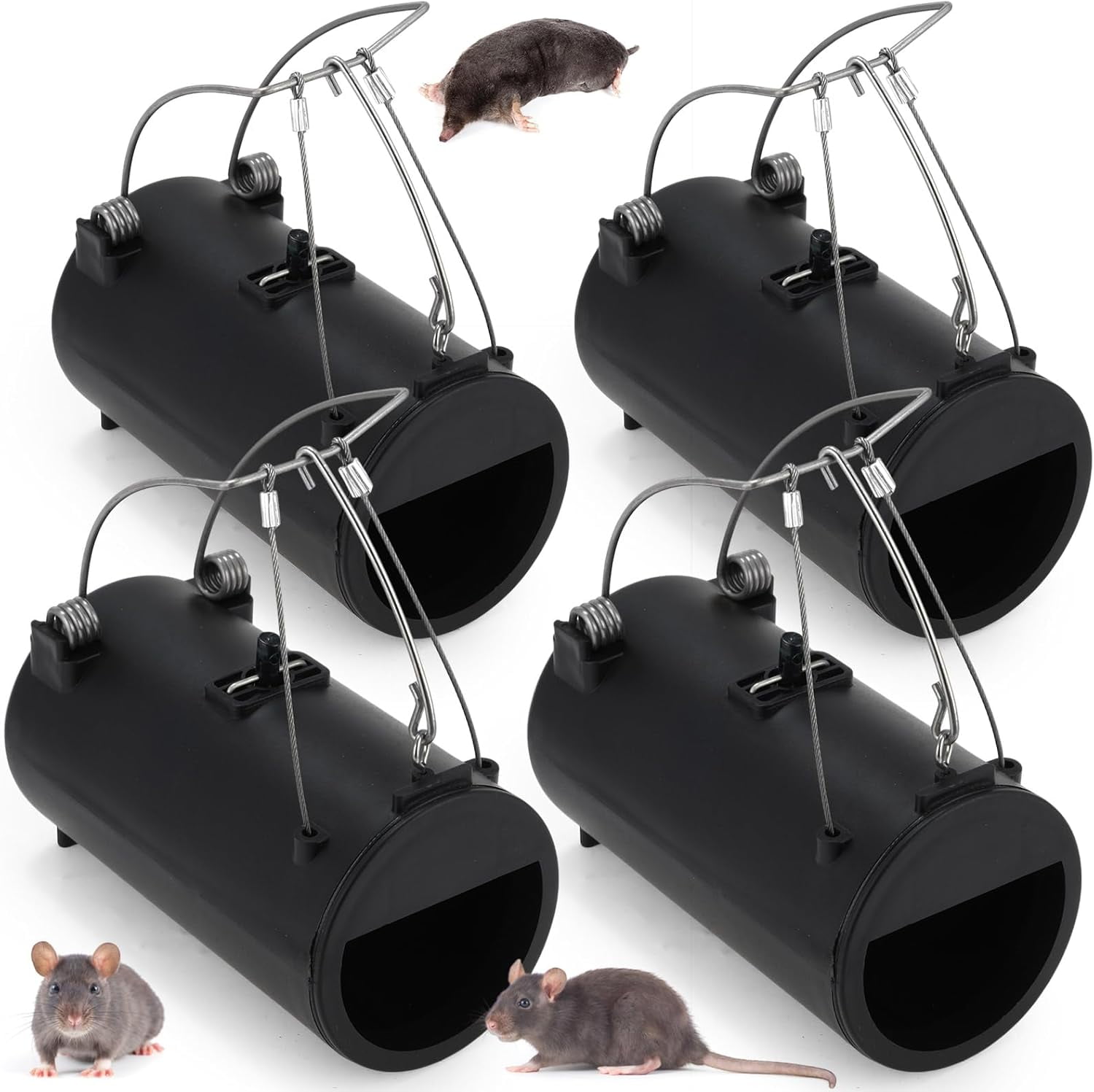 THOPBPRK 4 Pack Black Hole Gopher Trap 6.7 Inch Tunnel Mole Traps ...