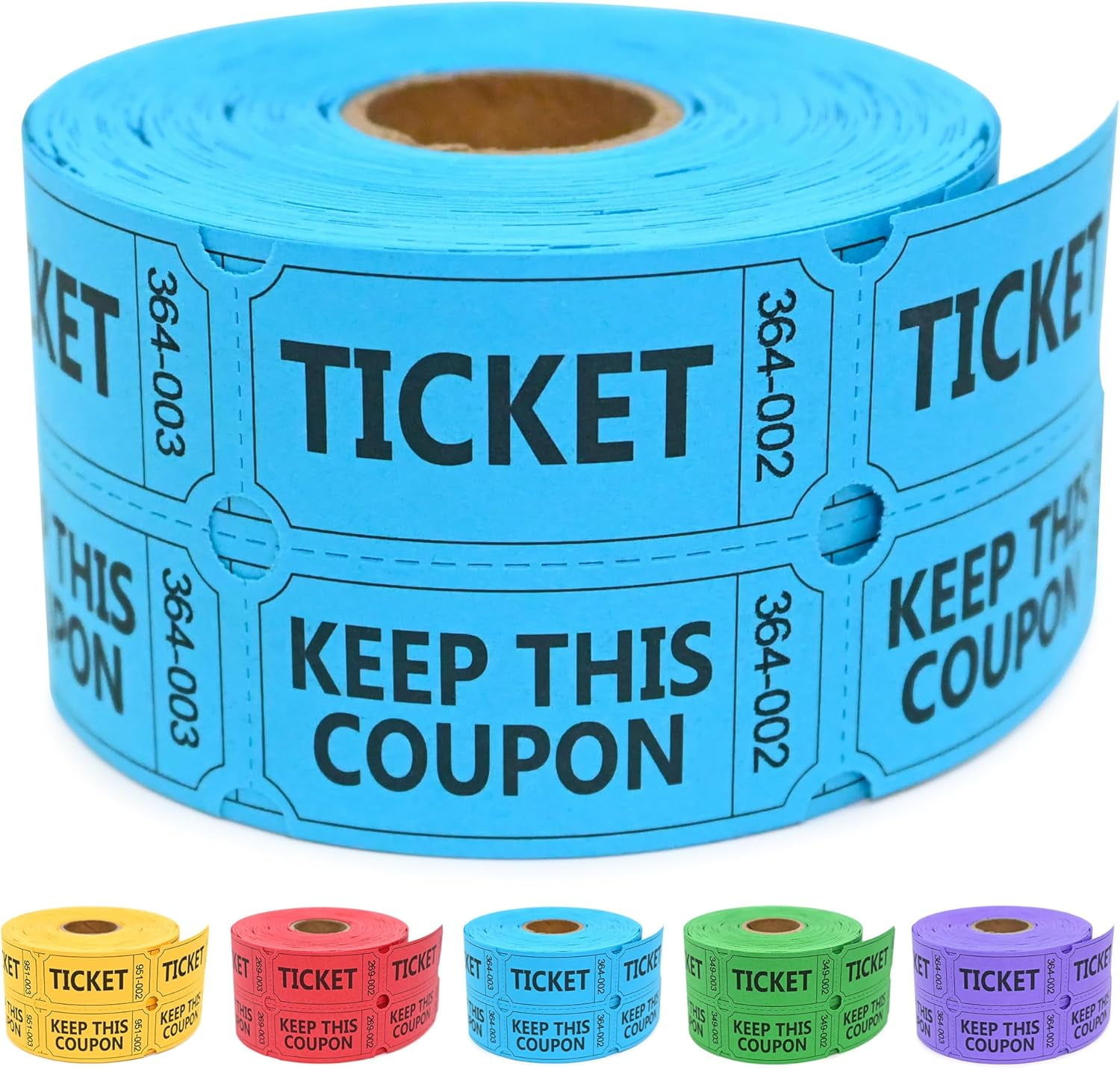 THOPBPRK 500 Colored Raffle Tickets Double Roll 50/50 Carnival Fair Split The Pot One Hundred ...