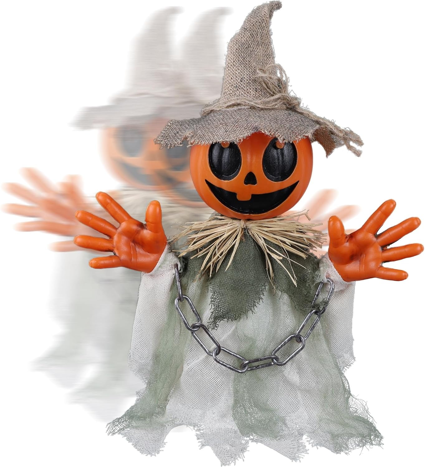 THOPBPRK Animatronic Halloween Decorations – 16″ Walking Pumpkin Ghost ...