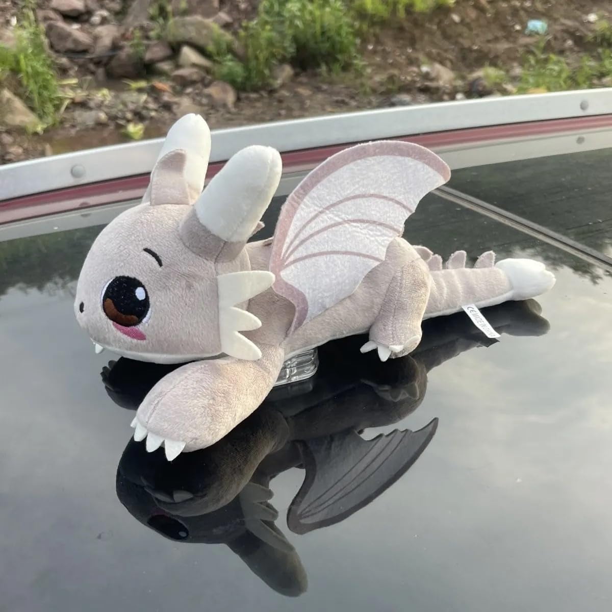 THOPBPRK Car Accessory Little Flying Dragon Plush, Car Exterior Cool Car Roof Decoration Toy ...