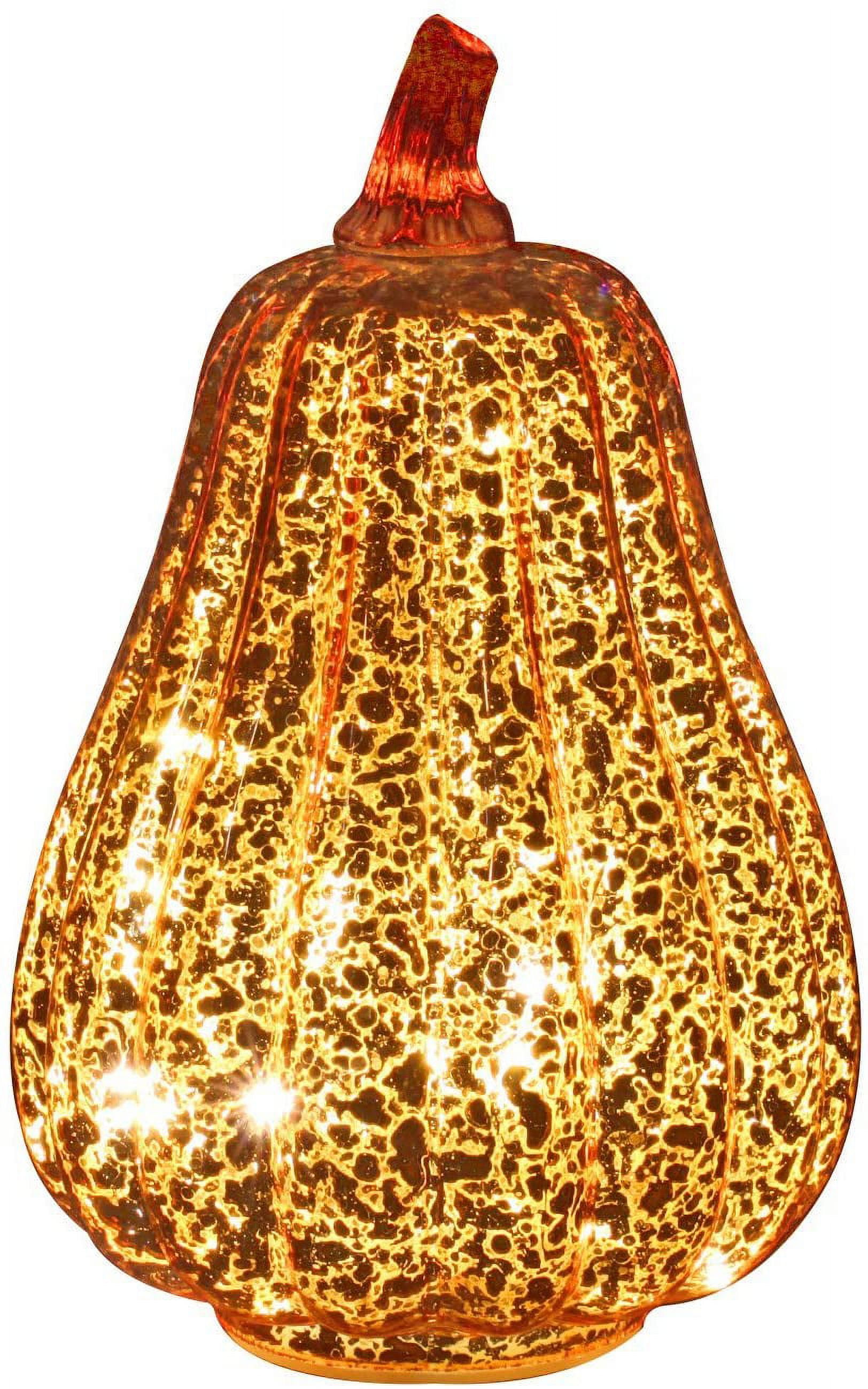 THOPBPRK 9" Gold Mercury Glass LED Pumpkin w/Timer – Halloween, Fall ...