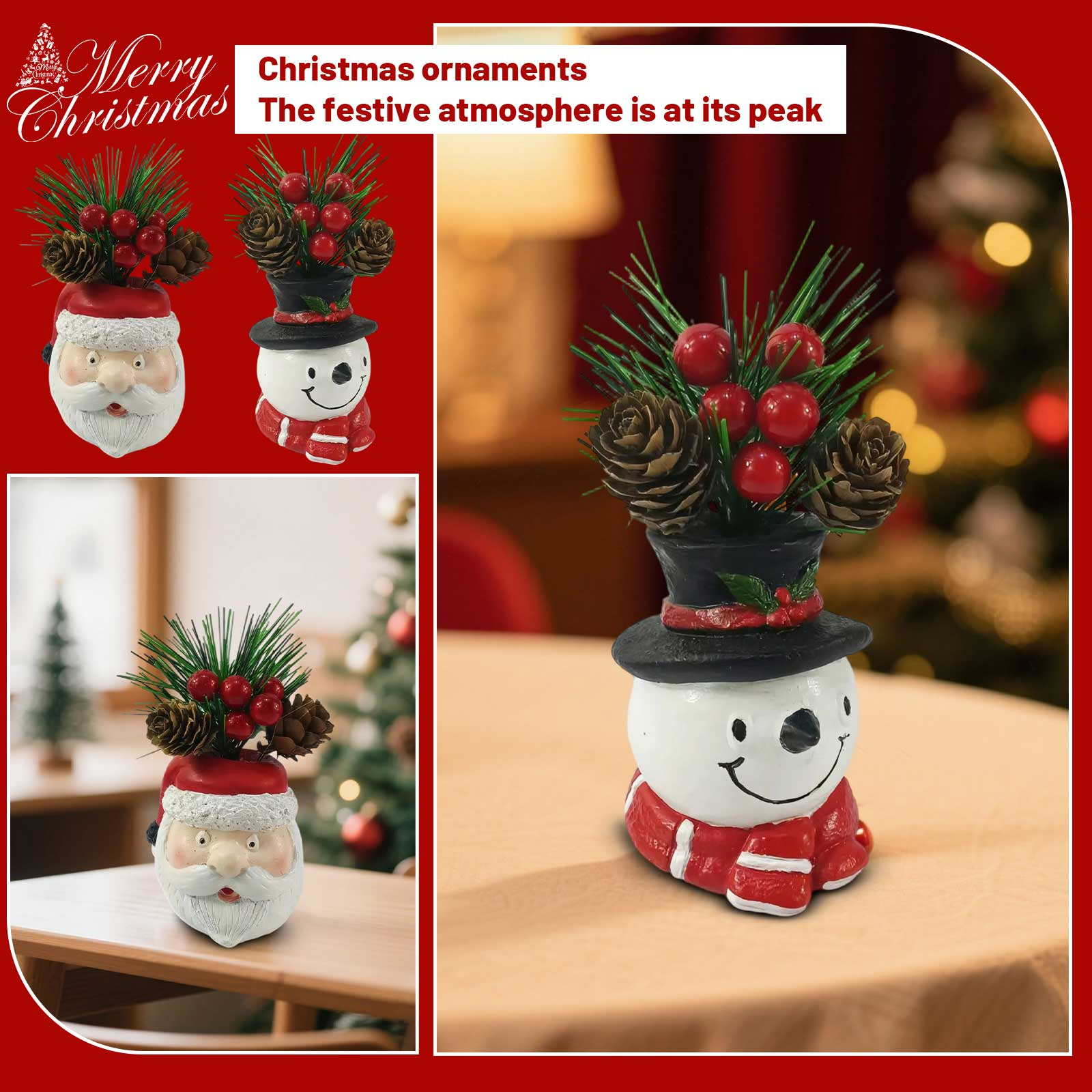 THOPBPRK Christmas Decorations Desktop Snowman Ornament - Cute Tabletop ...