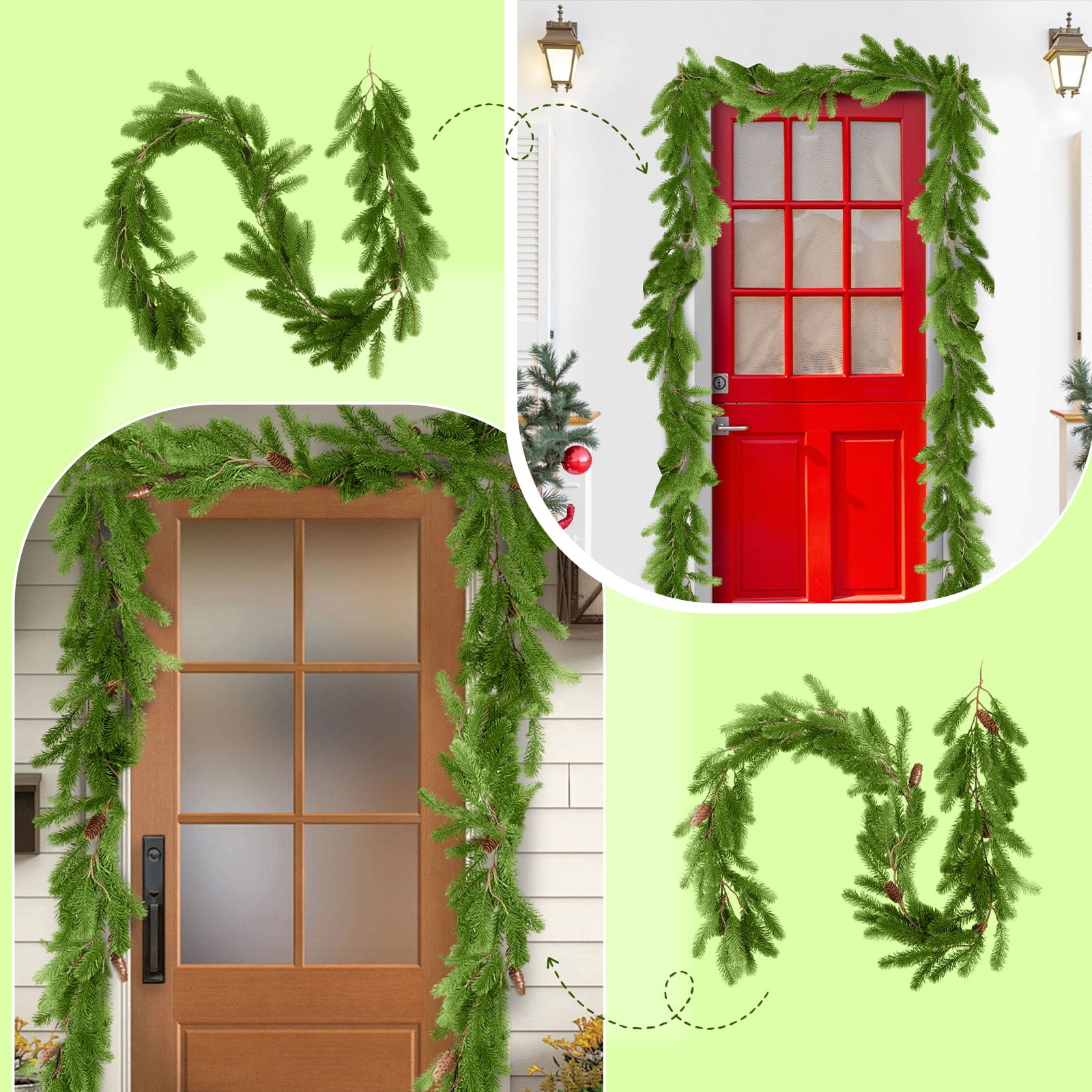 SYDZL Christmas Garland 2025 Rattan Vine Wreath with Soft Glue Leaves ...