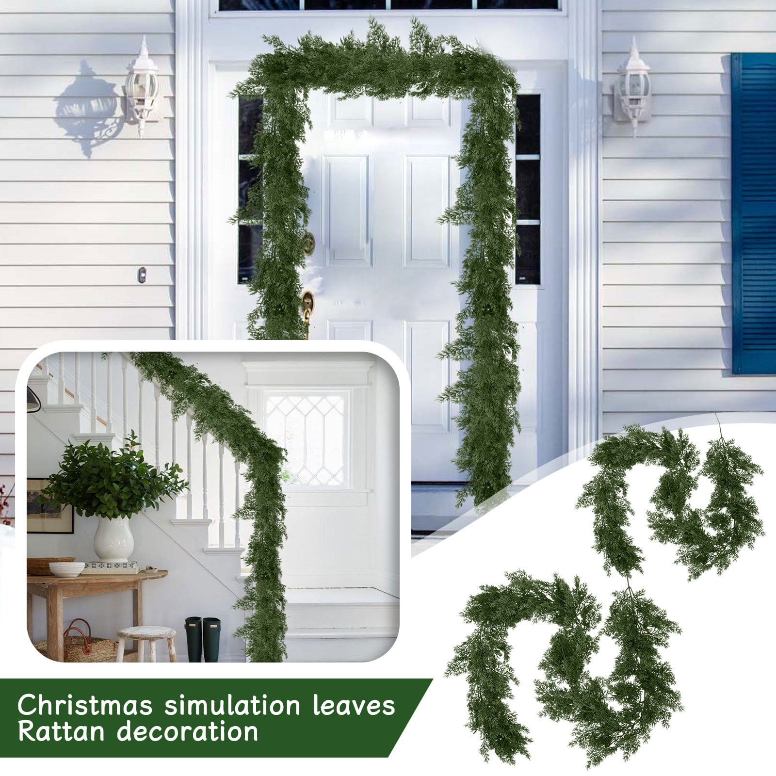 THOPBPRK Christmas Rattan Garland 2025, Artificial Vine Wreath Door ...