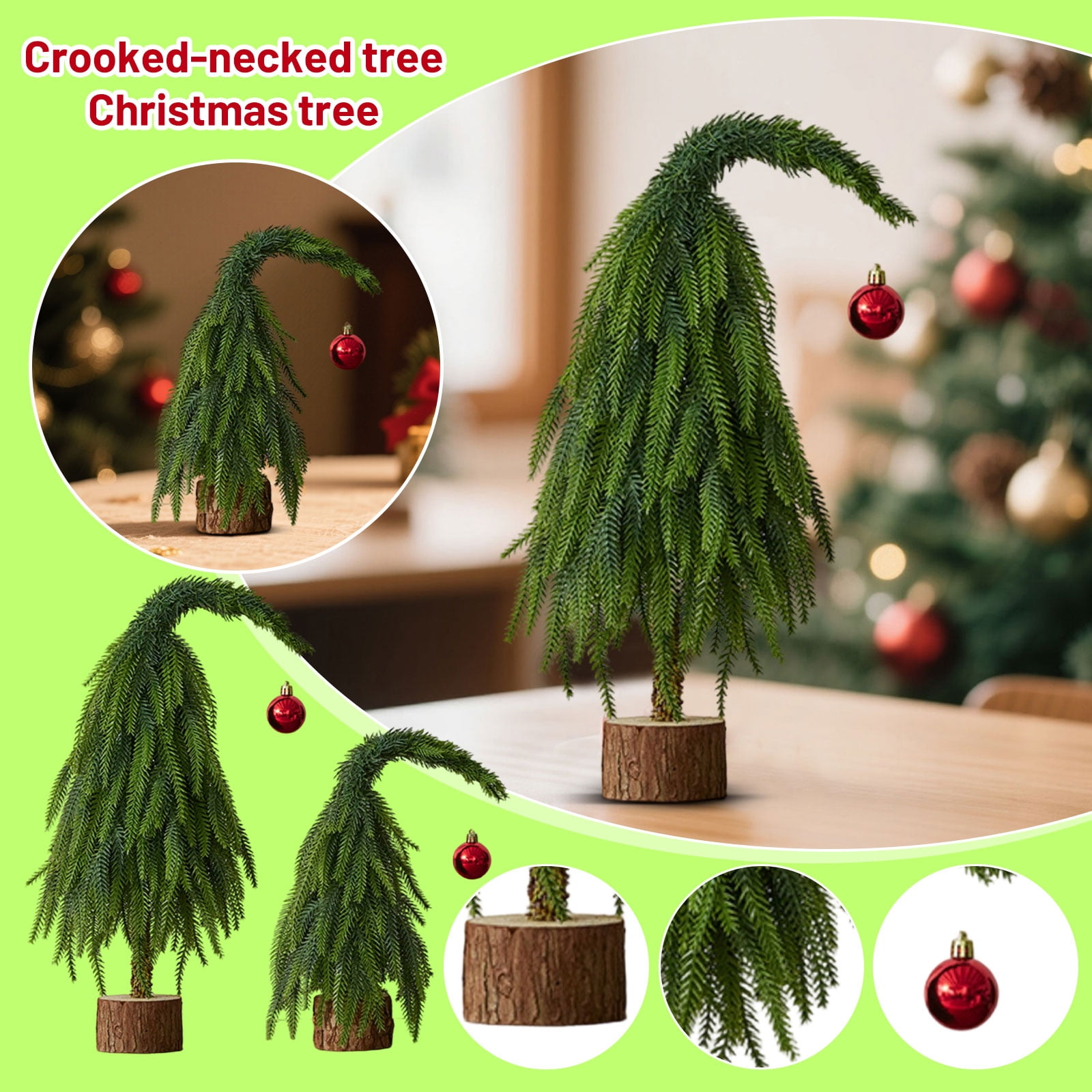 THOPBPRK Christmas Tree DIY Decoration Kit 2025, PE Crooked Neck Mini ...