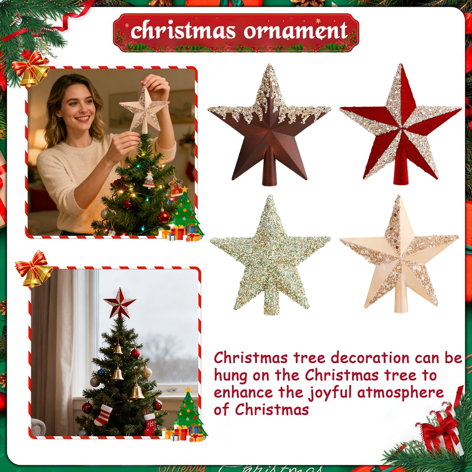 THOPBPRK Christmas Tree Topper Star 2025, Large Coffee Brown Tree Top ...