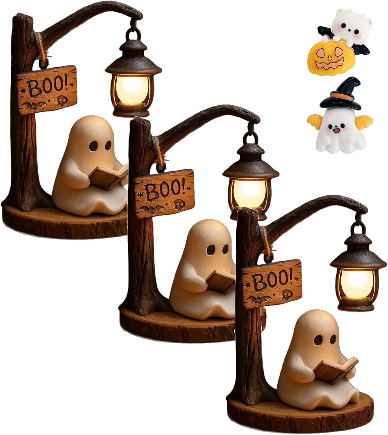 THOPBPRK Cute Boo Ghost Reading Lantern - 3D Resin Halloween Ghost ...