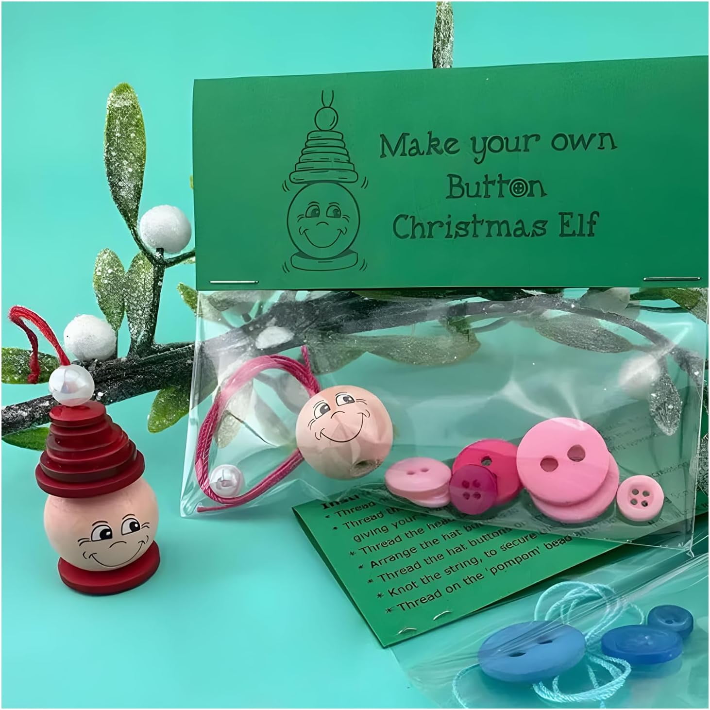 THOPBPRK DIY Button Ornament Kits, Christmas Crafts Kit Colorful Button ...