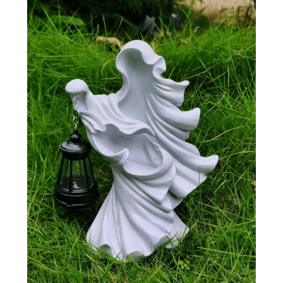 THOPBPRK Ghost Witch Messenger with LED Lantern Ghost Statue Ornament ...