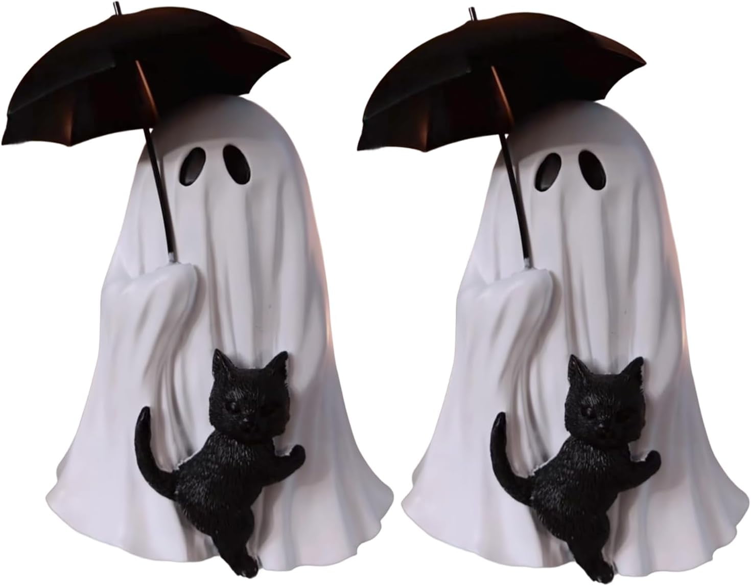 THOPBPRK Halloween Ghost Holding a Cat Statue, Cute Ghost Holding Black ...