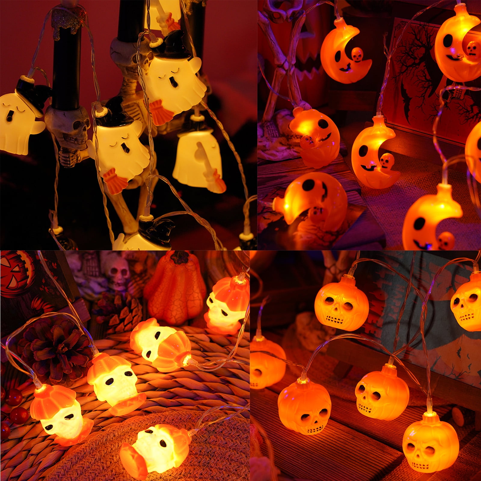 THOPBPRK Halloween Pumpkin String Light, 10FT Total 20 PCS Moon Shape ...